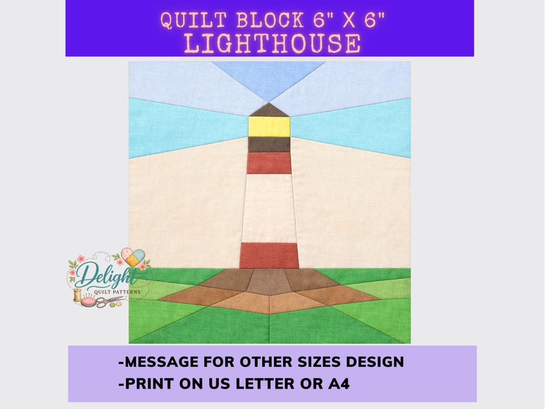 Lighthouse Quilt Pattern - 6" X 6" Paper Piecing Block - Etsy