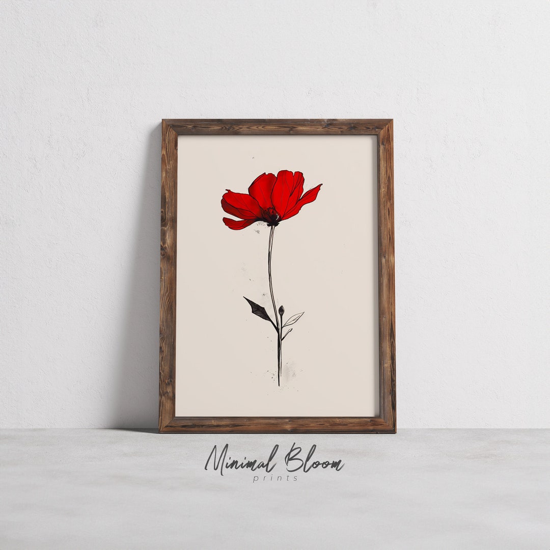 Elegant Red Poppy Sketch | Vintage-inspired Botanical Artwork ...