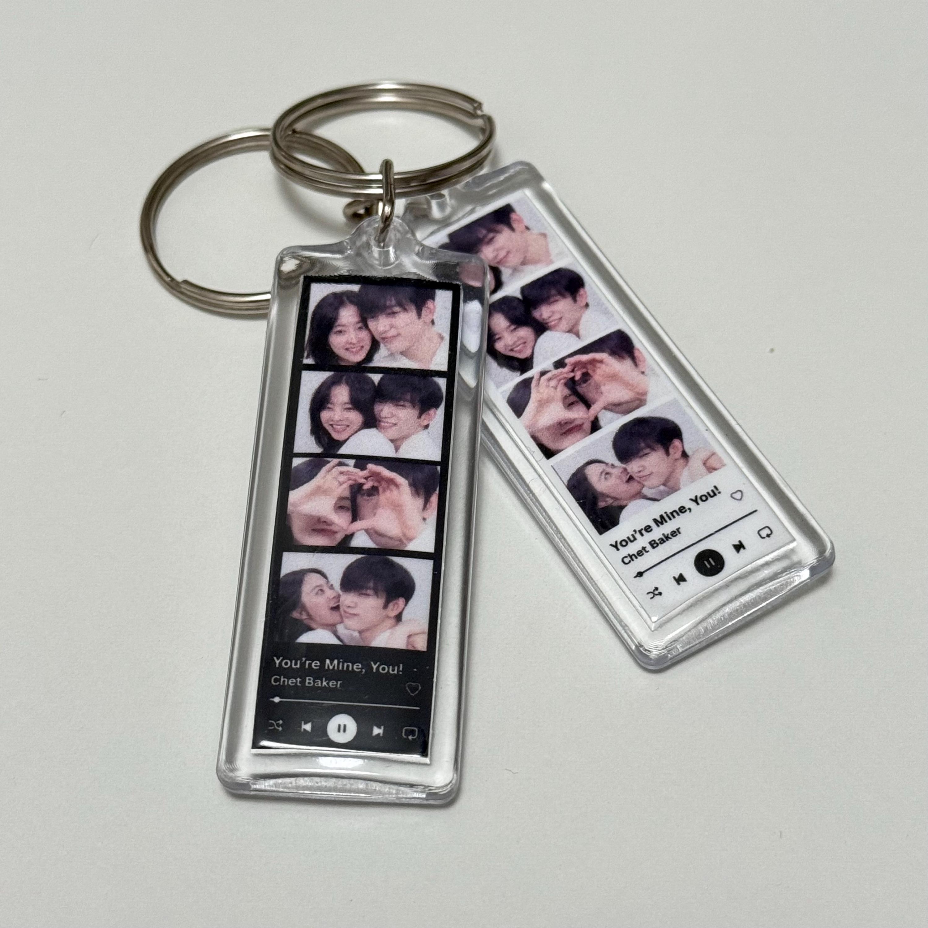 Personalized Music Photo Keychain, Customizable Song or Playlist Song ...