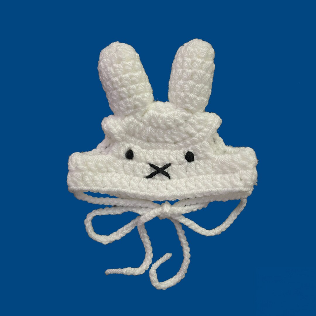 Crochet Cat Hat, White Bunny Crochet Hat for Cats and Small Dogs, Pet ...