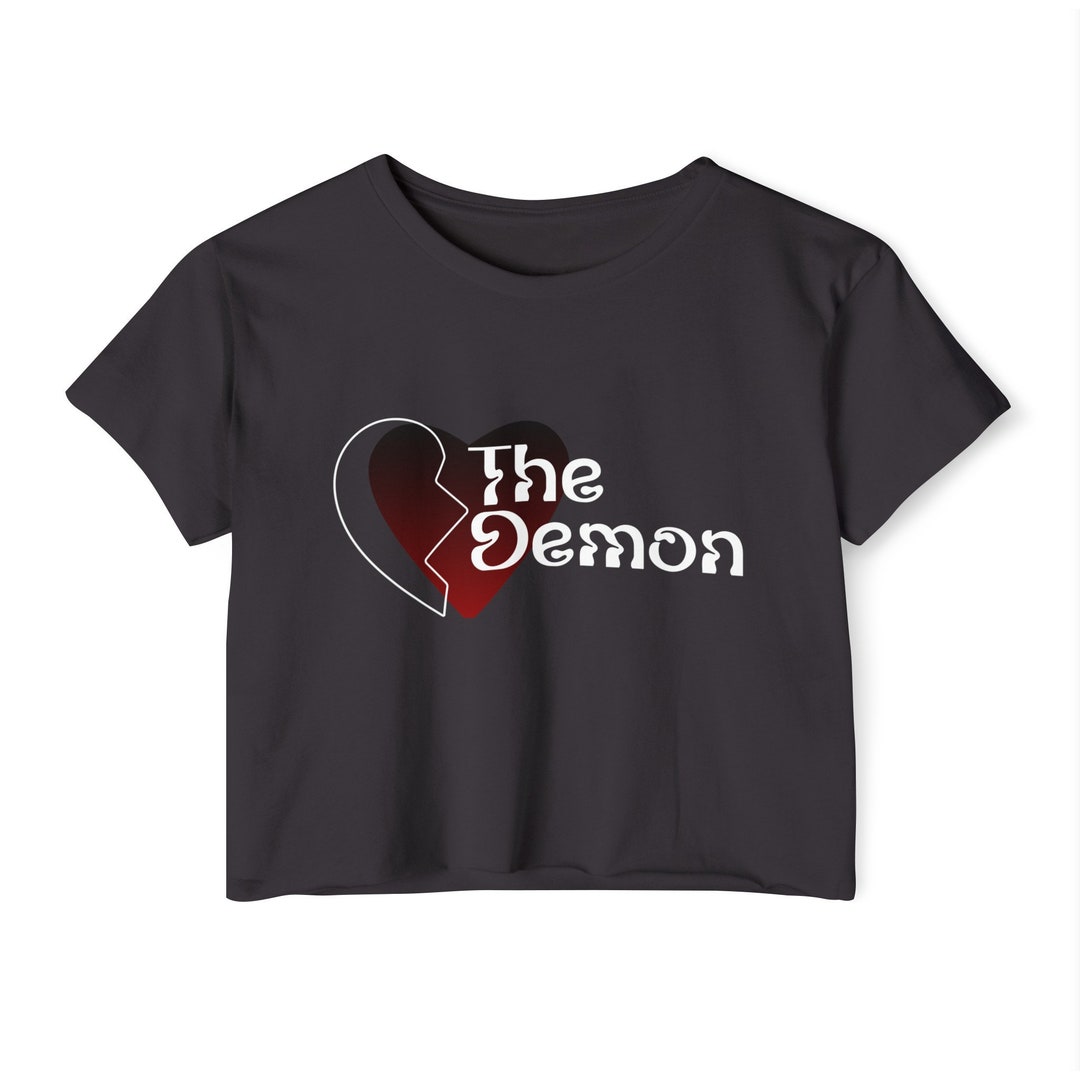 Demon Crop, Edgy 'the Demon' Crop Top With Heartbreak Design - Trendy ...
