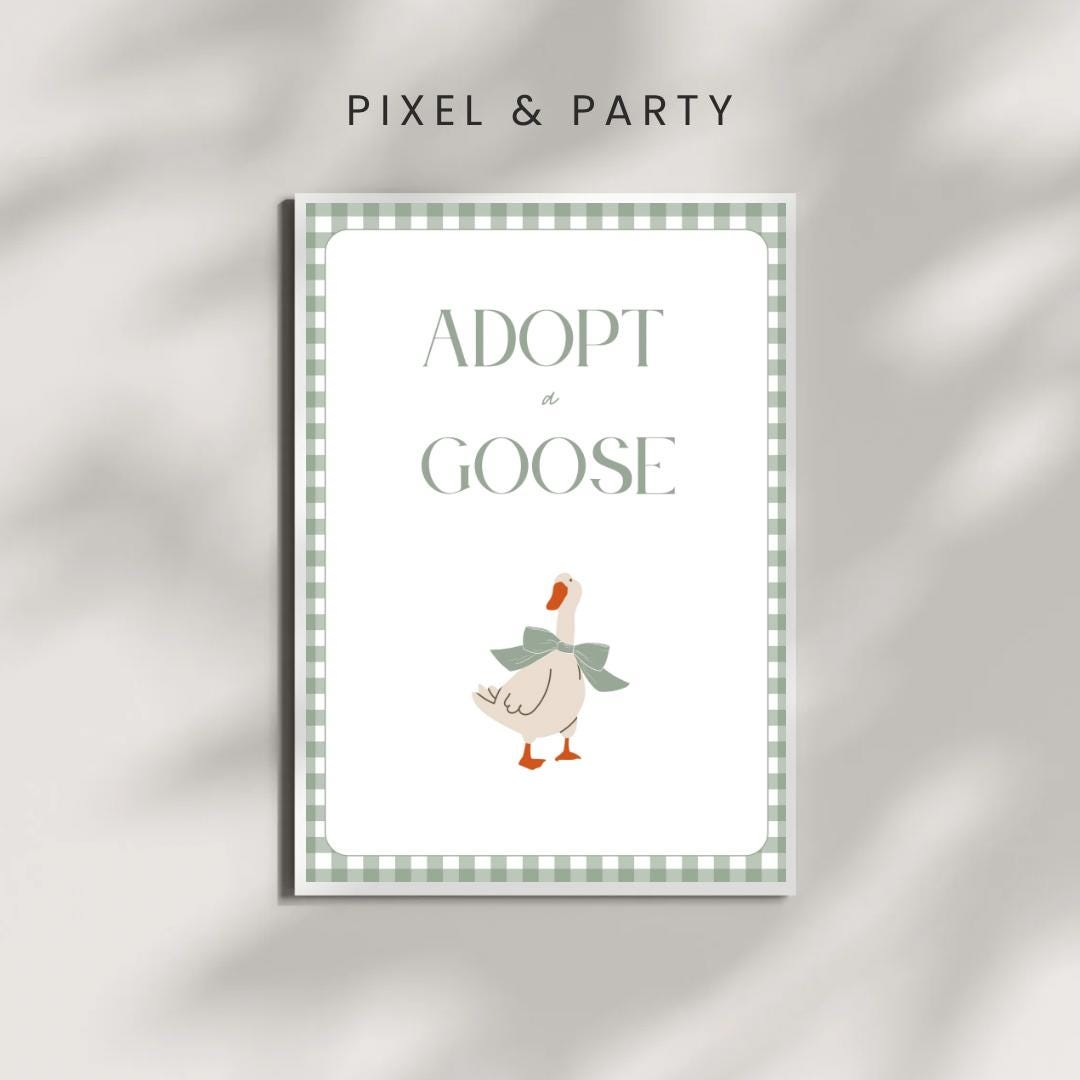 One Silly Goose Birthday Adopt A Goose Poster - Instant Download - Etsy