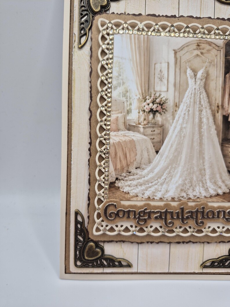 Handmade Engagement Card, Bridal Shower Card, Wedding Dress ...