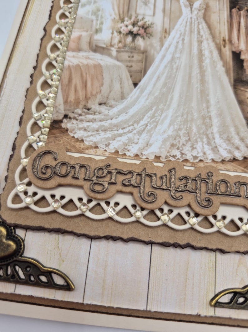 Handmade Engagement Card, Bridal Shower Card, Wedding Dress ...