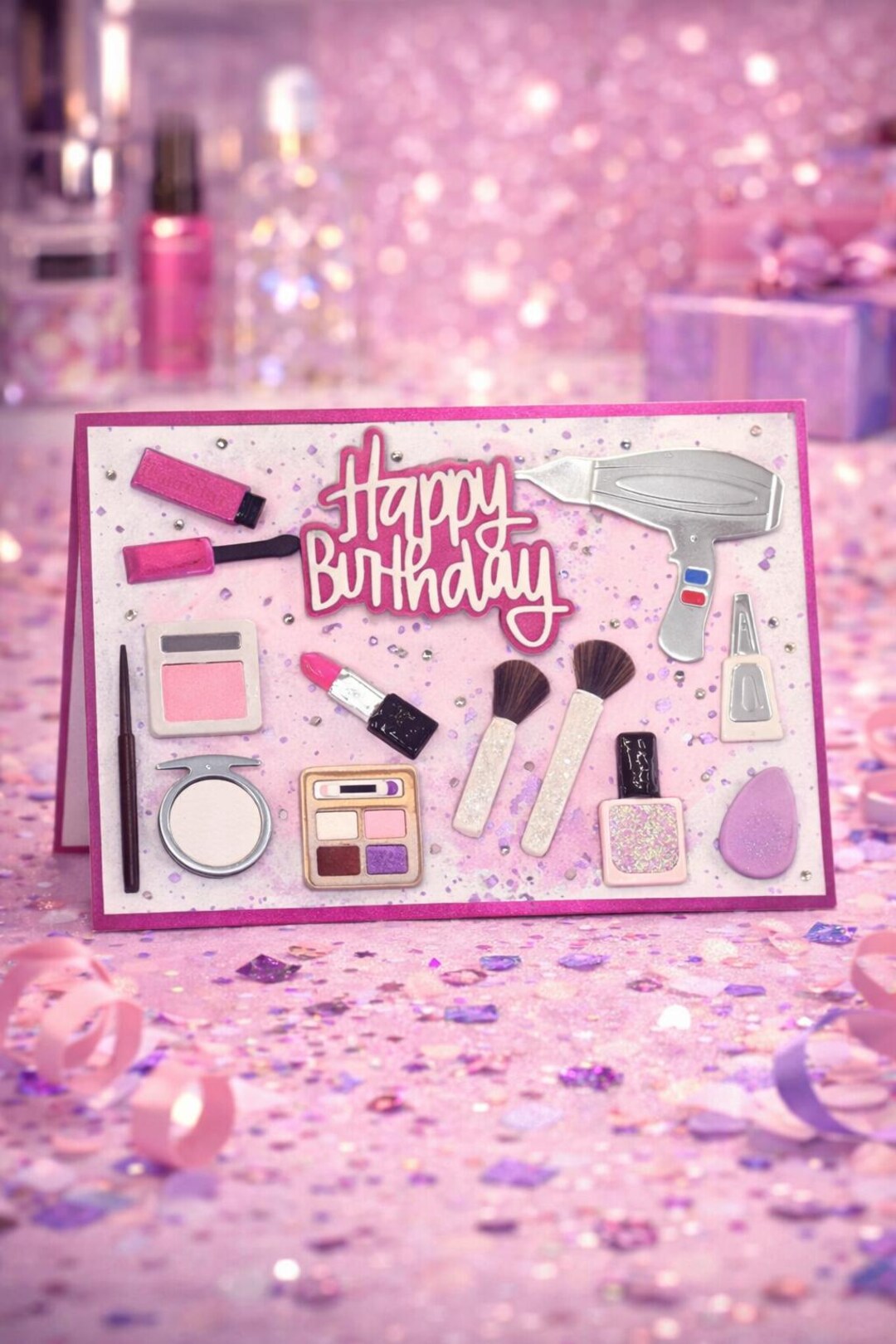 Handmade Beauty & Makeup Birthday Card – 3D Spa Theme Card for Her ...