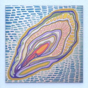 Oyster Shell Painting, Original on Canvas, Watercolor Marker - Etsy