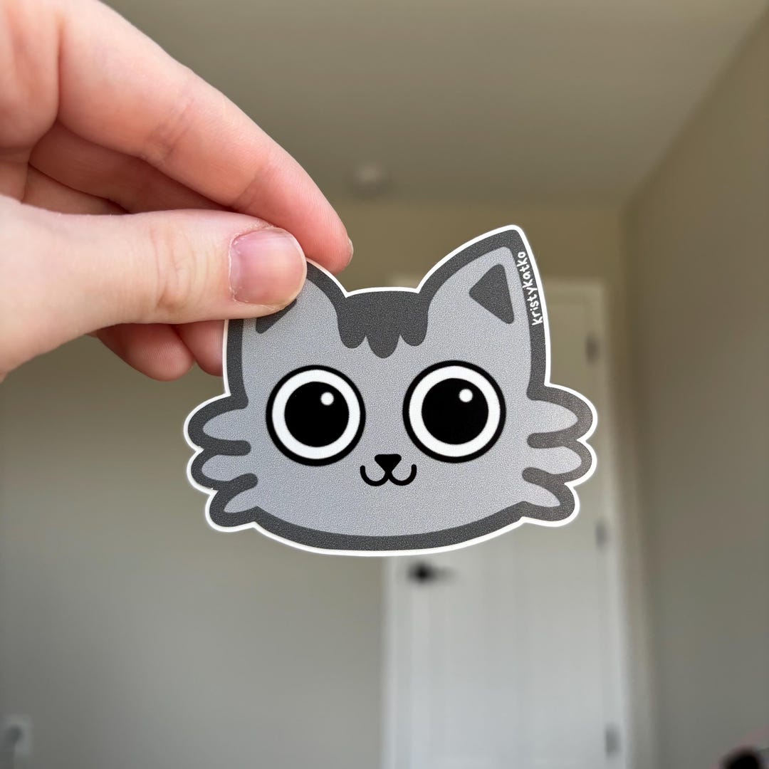 STICKER - No Brain Cat Face - Gray Grey - Etsy