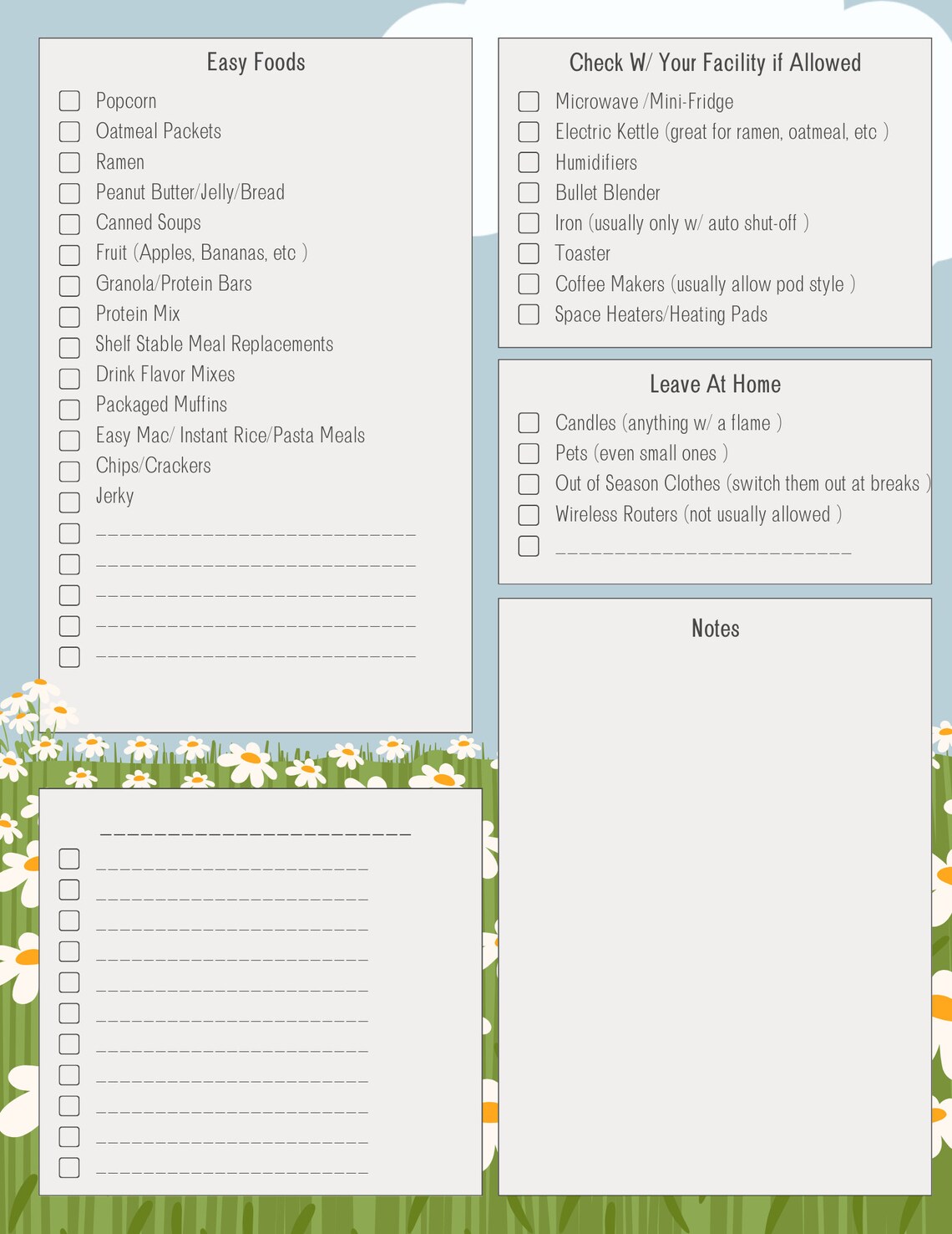 College Dorm Move-in Checklist, University Planning, Cute Aesthetic ...