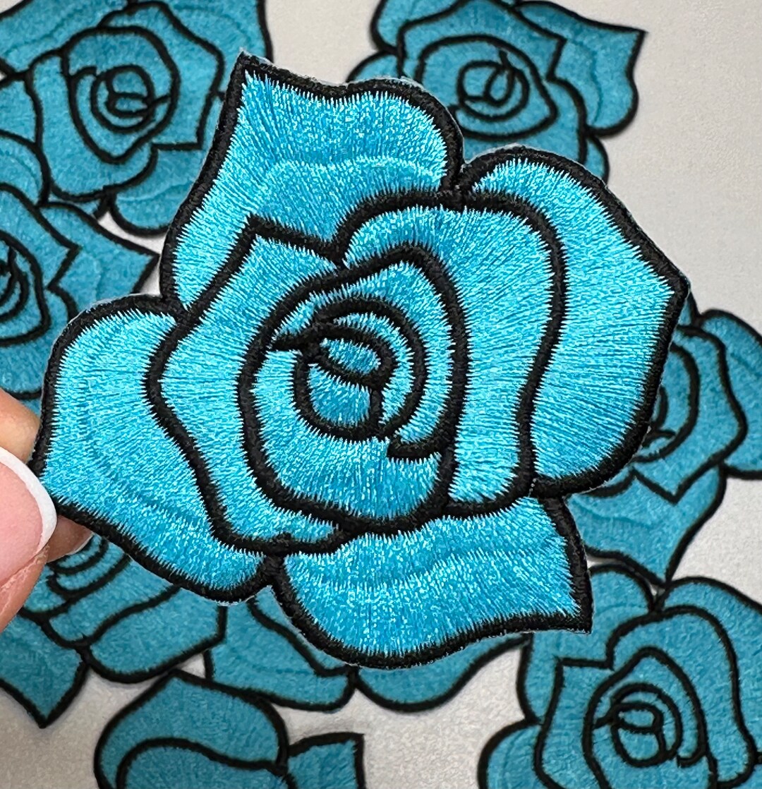 Rose Turquoise, Blue Rose Patch, Rose Trucker Hat Patch, Flower Hat ...