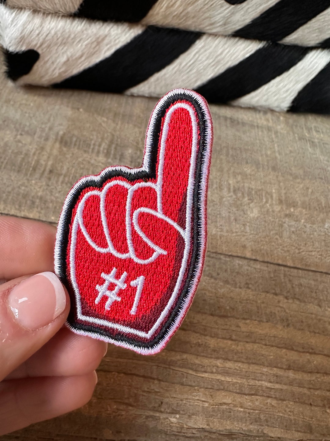 Number 1 Fan Hand Red Patch, Hat Patch - Etsy