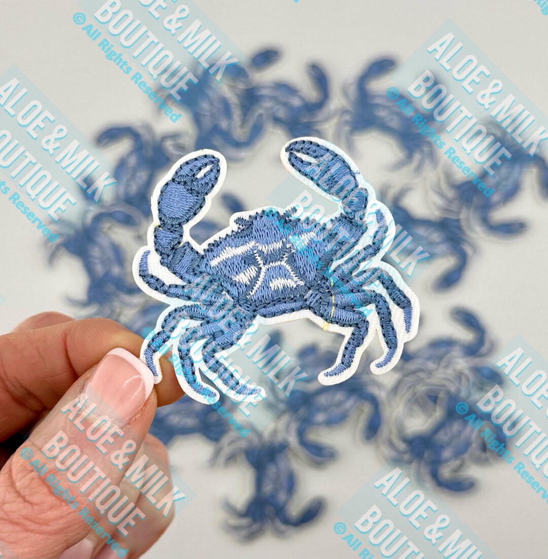 Blue Crab Embroidered Iron-on Patch: Beach Theme - Etsy