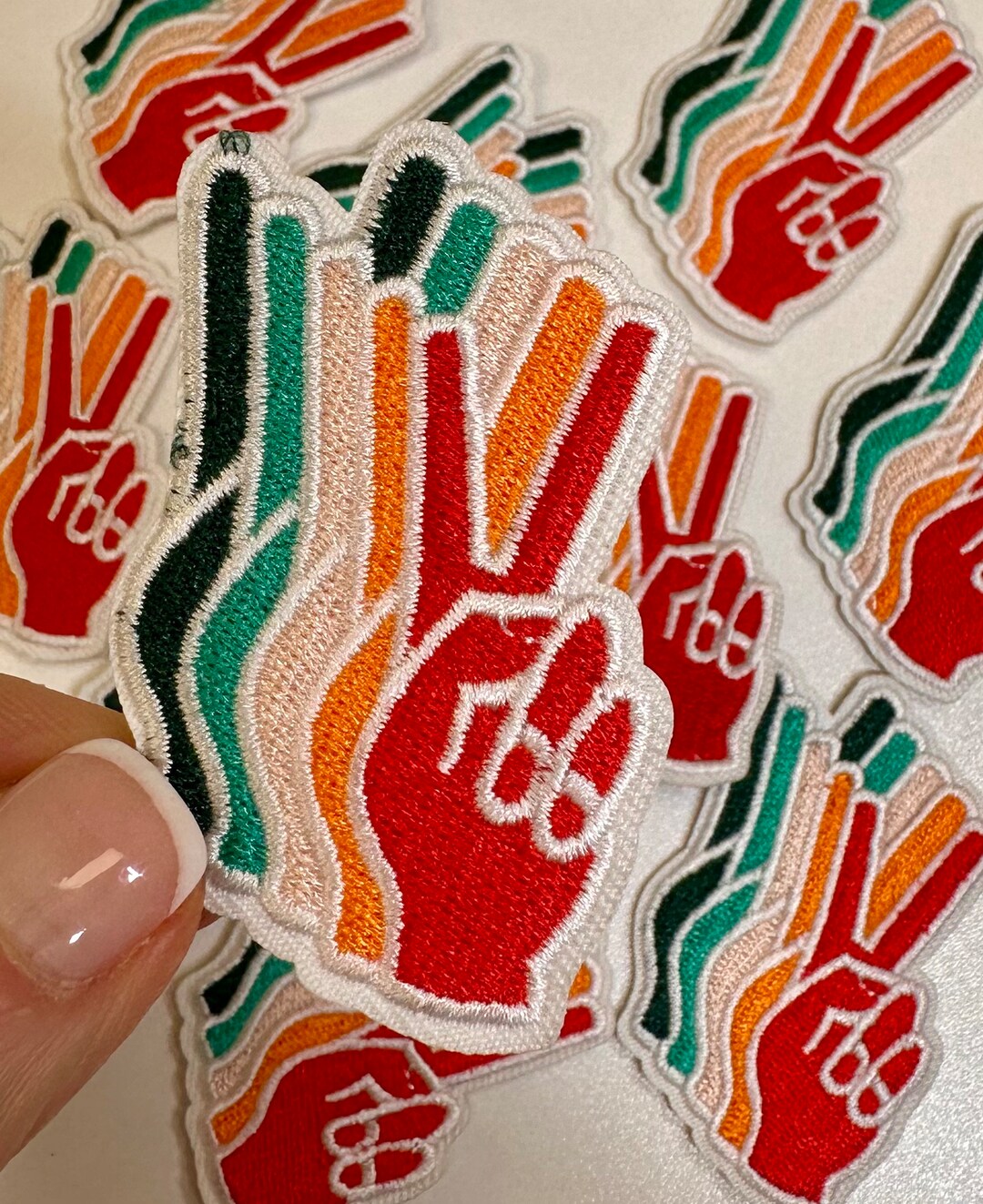 Embroidered Peace Sign Patch: Colorful Hand Iron-on Applique - Etsy