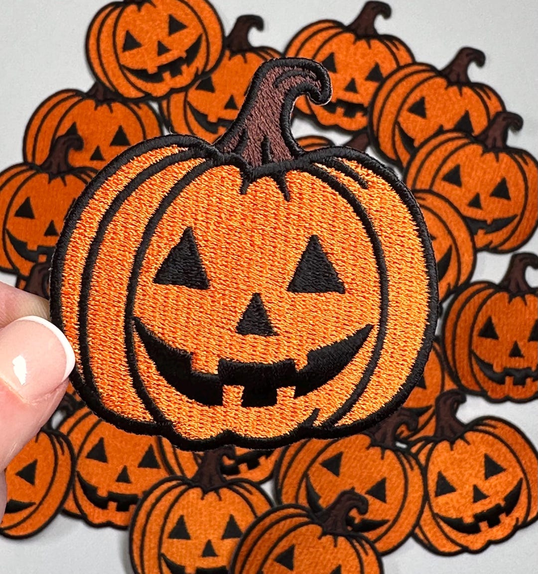 Embroidered Jack-o-lantern Patch: Fall Thanksgiving Iron-on Applique - Etsy