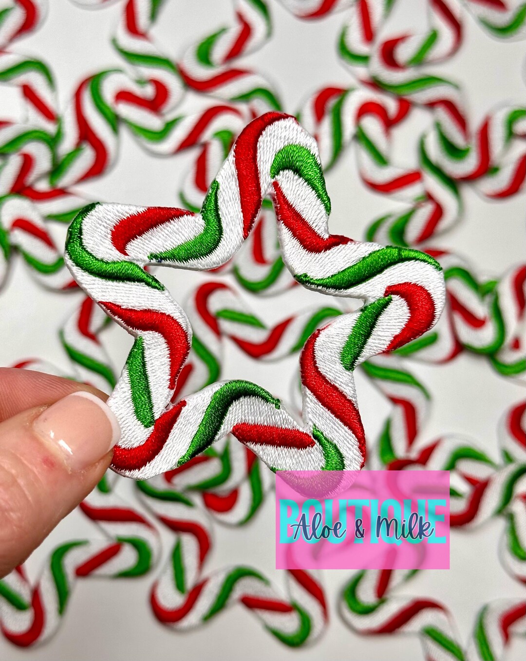 Embroidered Christmas Candy Cane Star Patch - Iron on Applique - Etsy