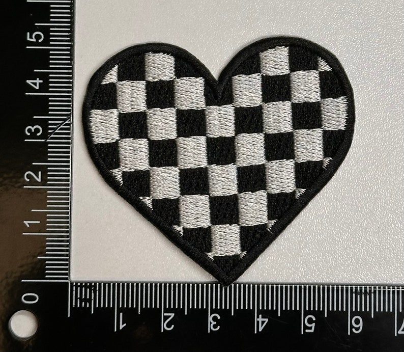 Checkered Heart Patch: Embroidered Iron-on Applique (6cm X 5.3cm) - Etsy