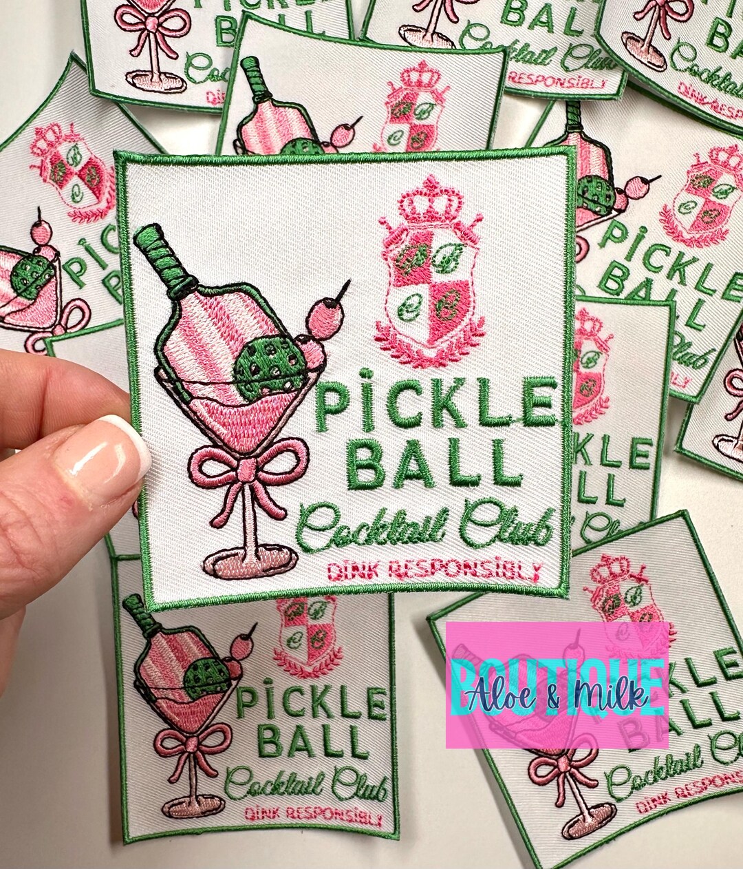 Pickleball Cocktail Club Patch: Embroidered Iron-on Twill (8cm) - Etsy