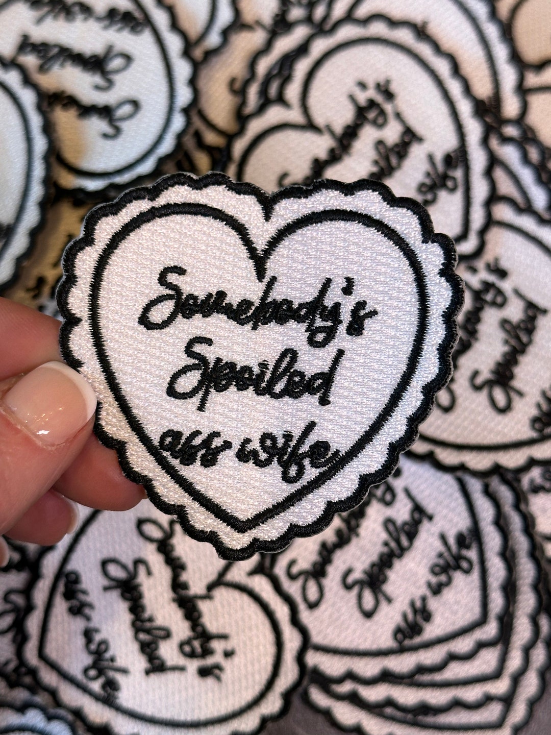 Spoiled Wife Heart Patch: Embroidered Iron-on Applique (7cm X 6.5cm) - Etsy