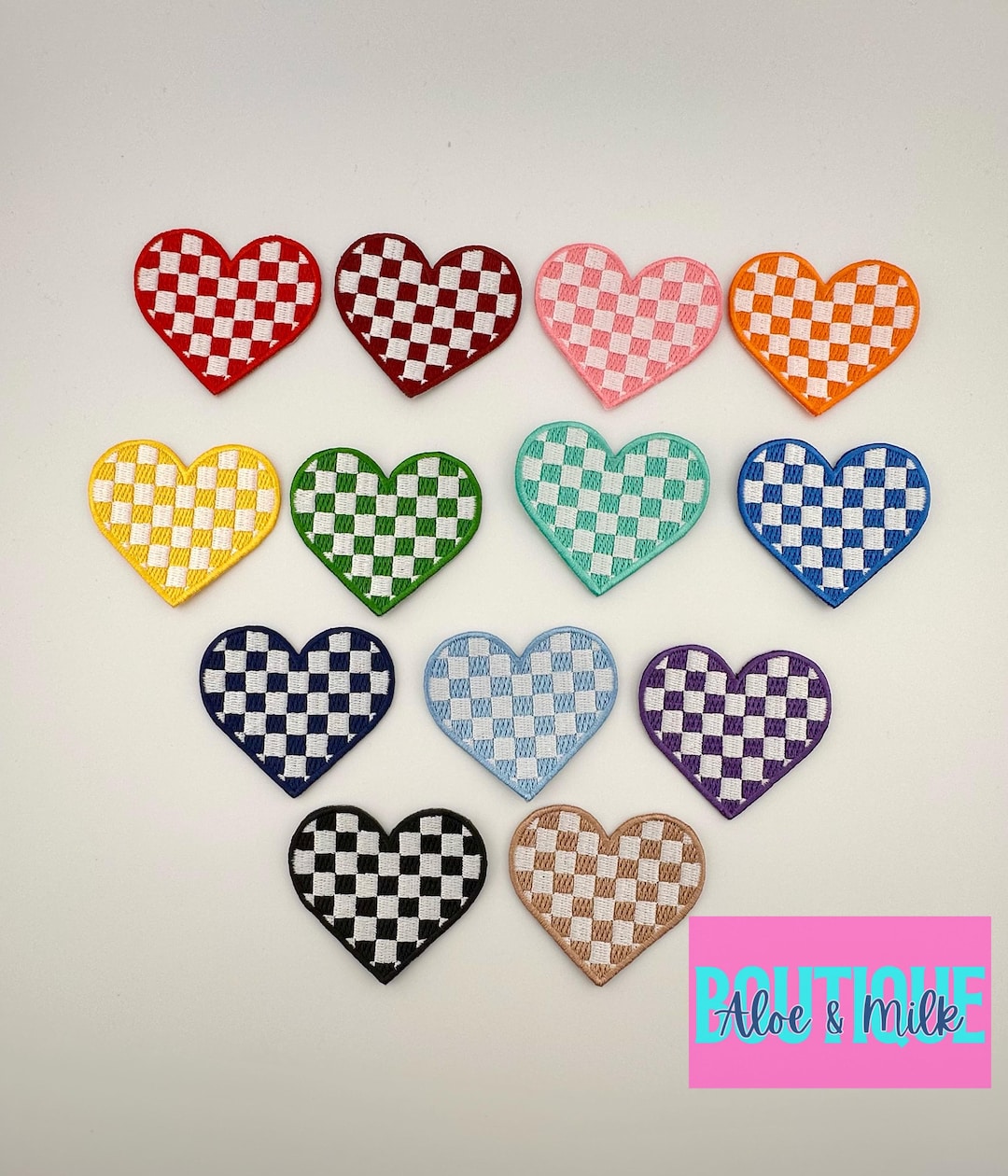 Checkered Heart Patch, Heart Patch, Checkered Heart, Trendy Patch, Game ...