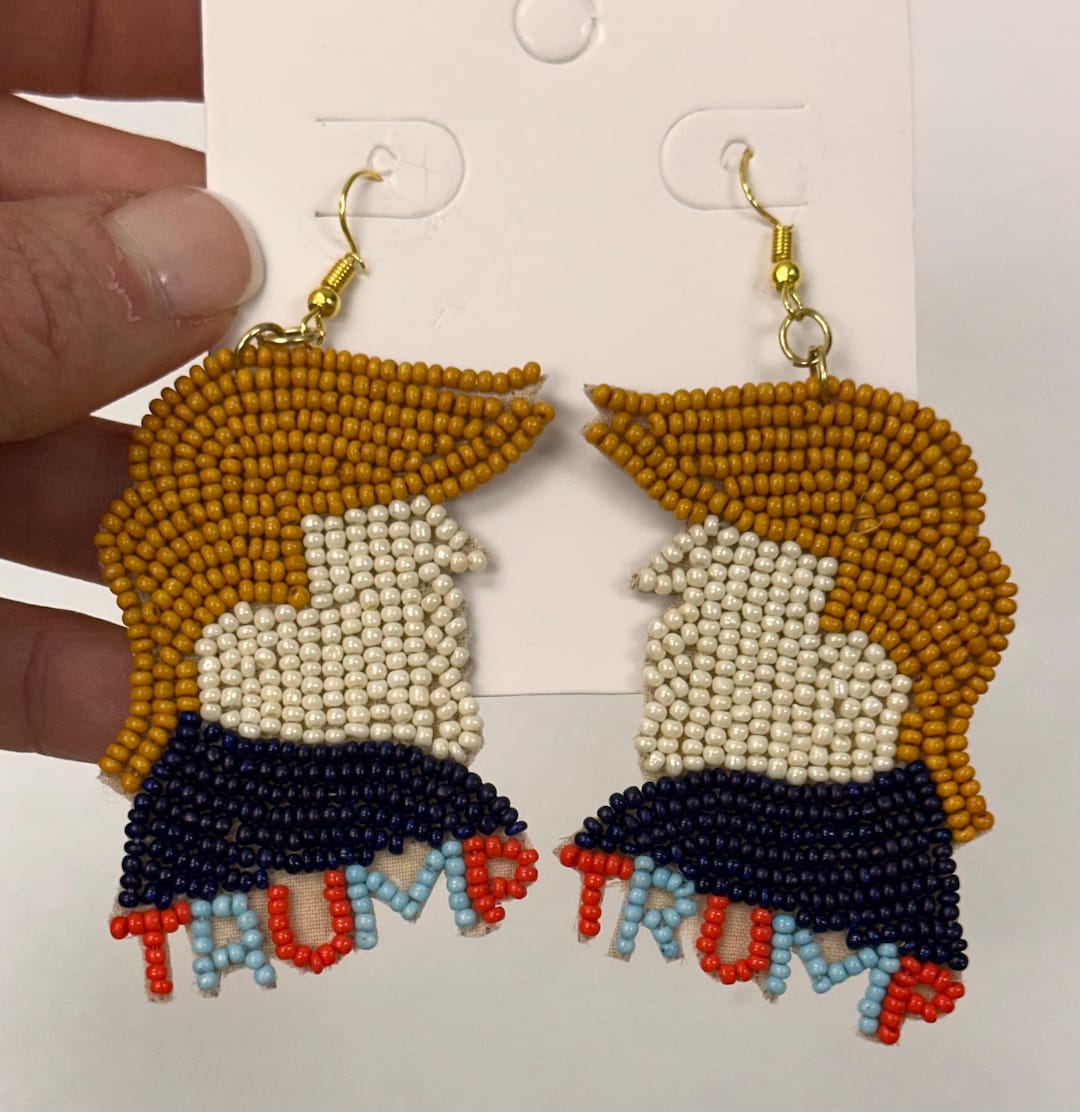 Trump Earrings, Beaded Earrings, Trump, MAGA, Election, Donald Trump ...