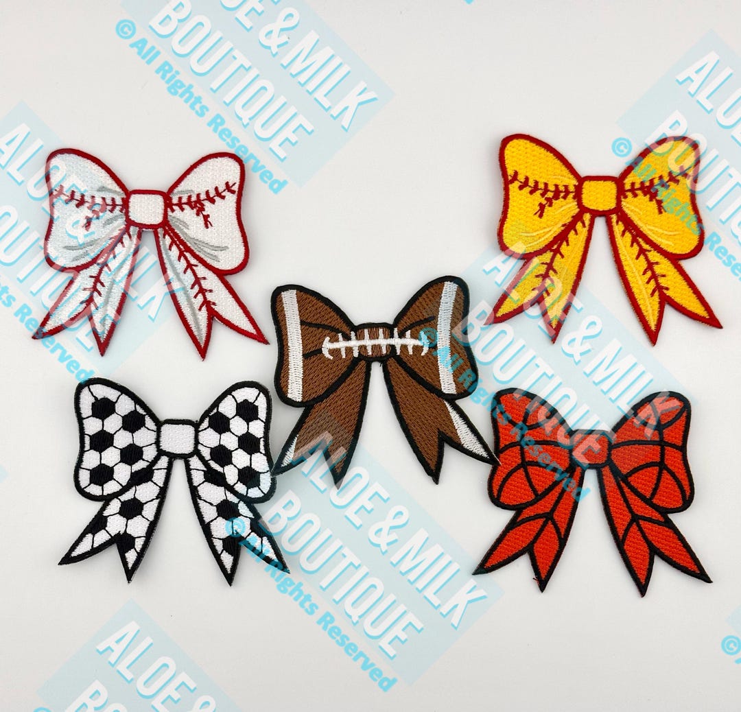 Embroidered Sports Bow Patch: Football, Baseball, Softball, Cheer - Etsy