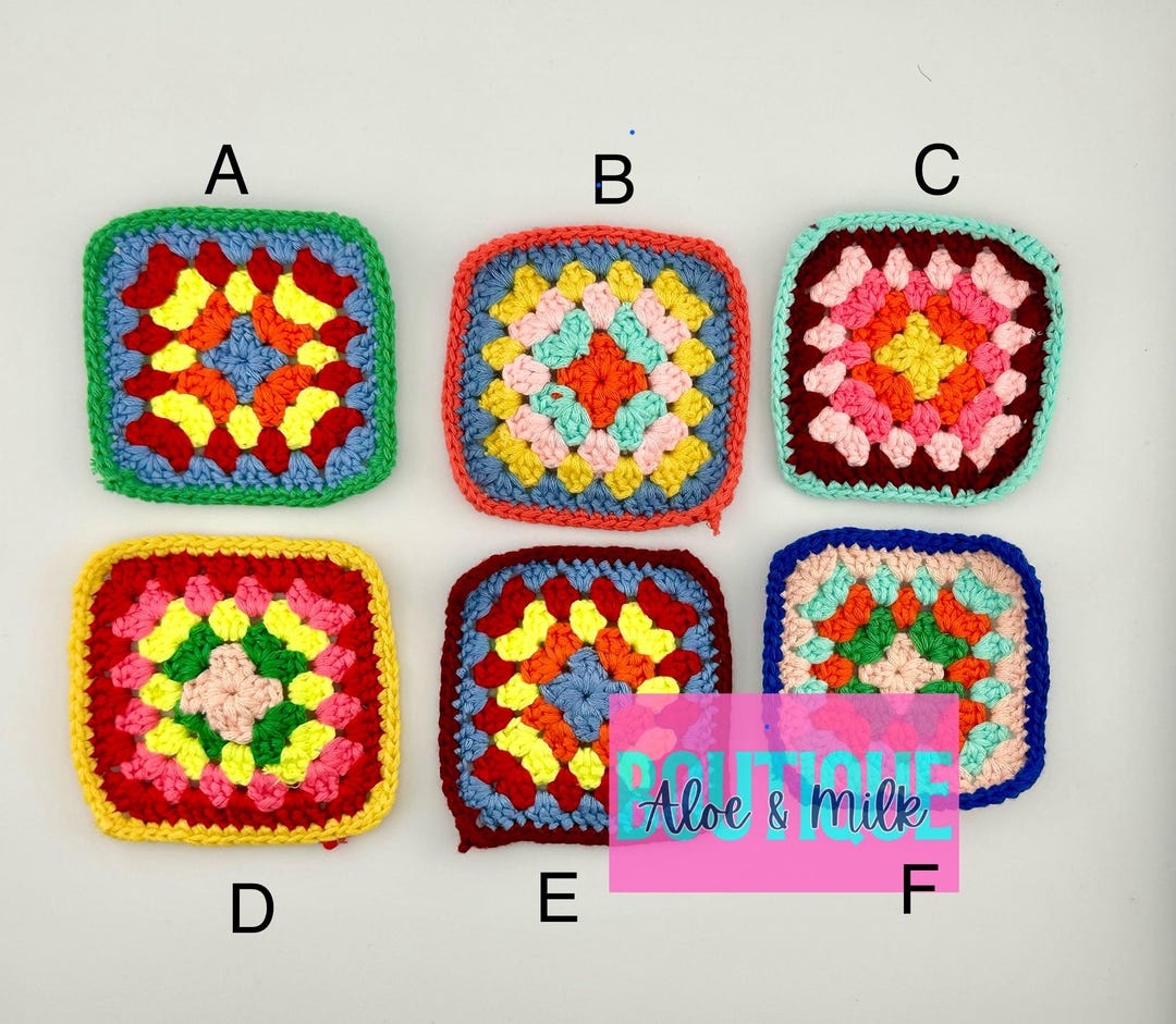 Handmade Granny Squares Crochet Patch: Colorful Coasters - Etsy