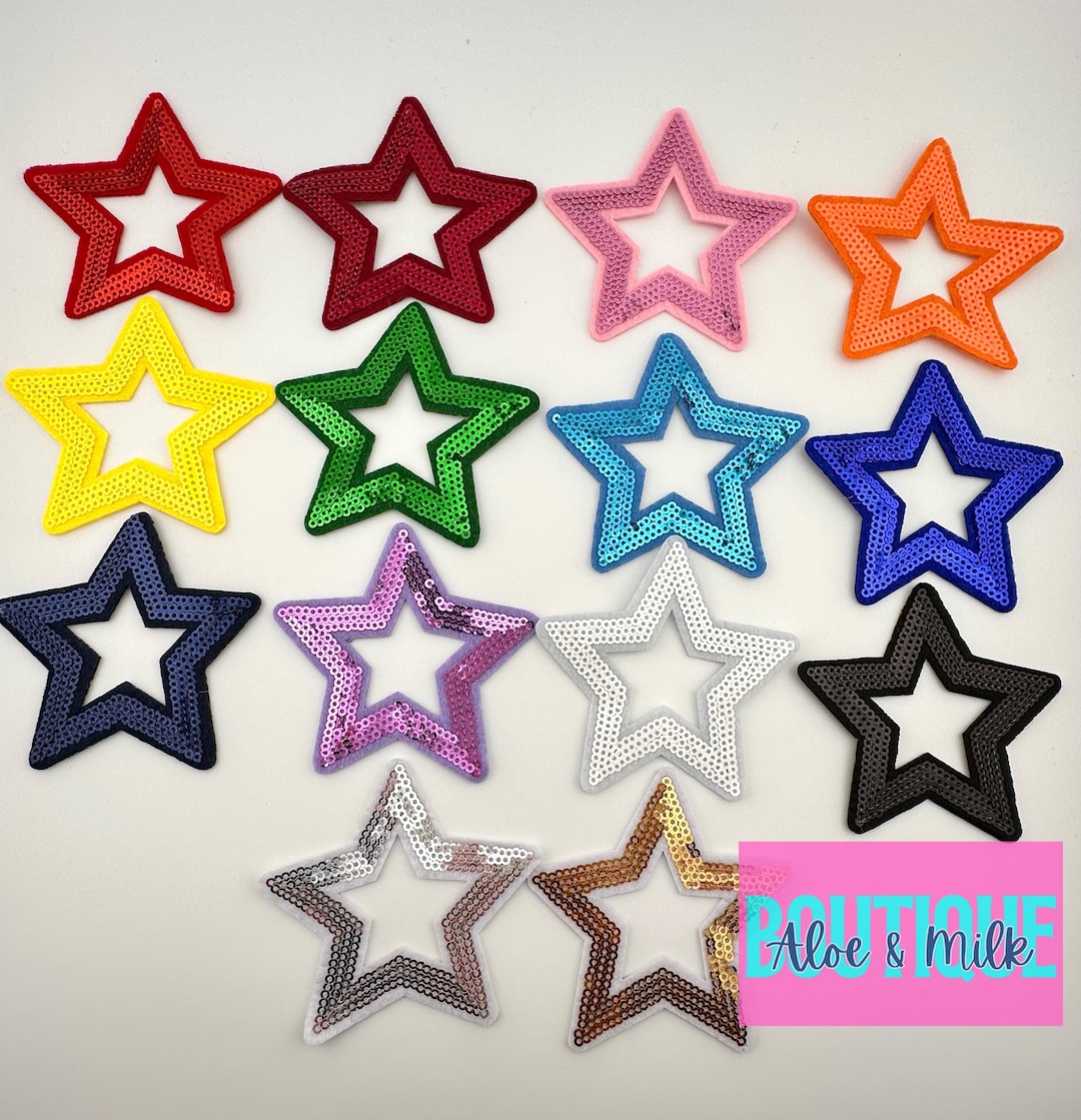 Sequin Star Outline Patch: Iron-on Applique (8.2cm) - Etsy