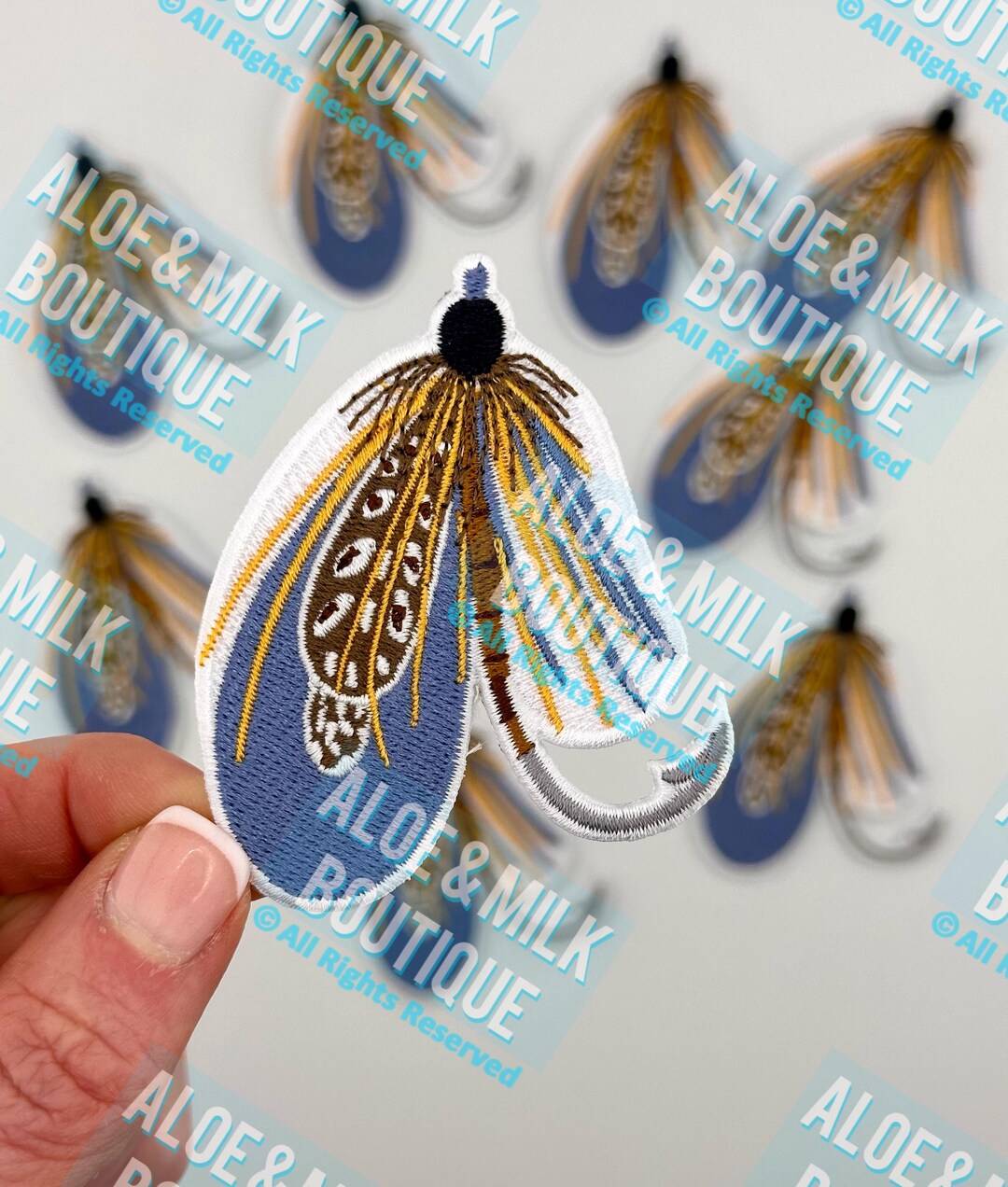 Feather Fly Fishing Hook Patch: Embroidered Iron-on Applique - Etsy