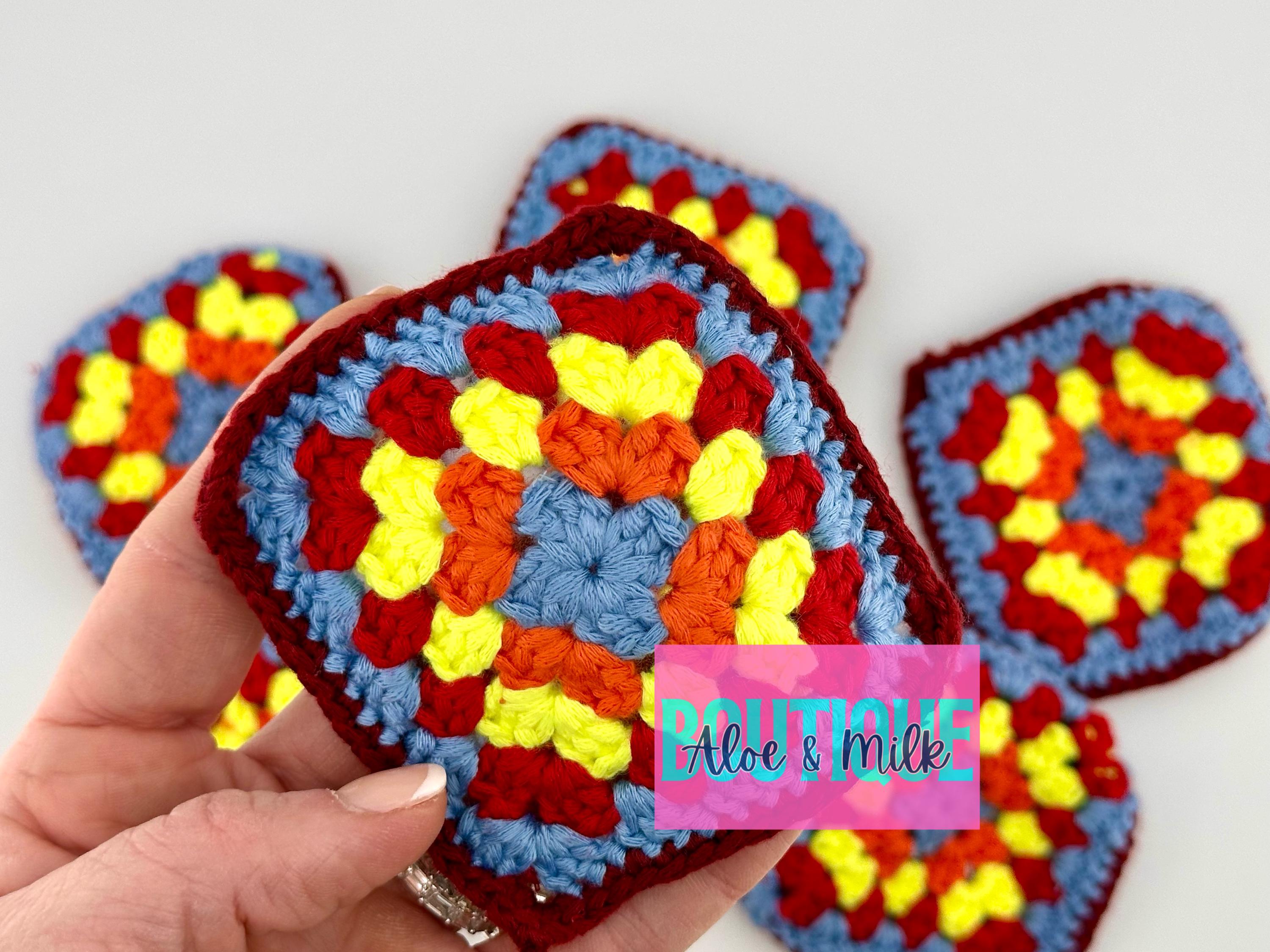 Handmade Granny Squares Crochet Patch: Colorful Coasters - Etsy
