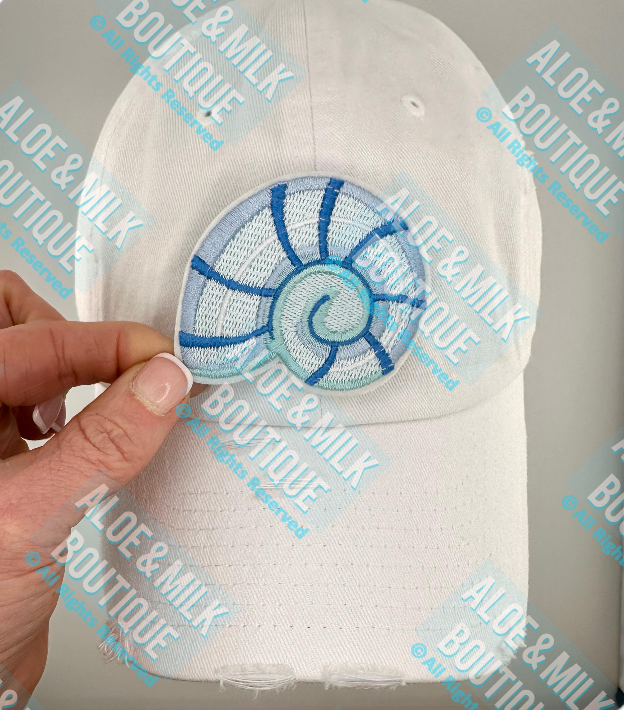 Blue Sundial Shell Patch: Embroidered Iron-on Seashell Applique - Etsy