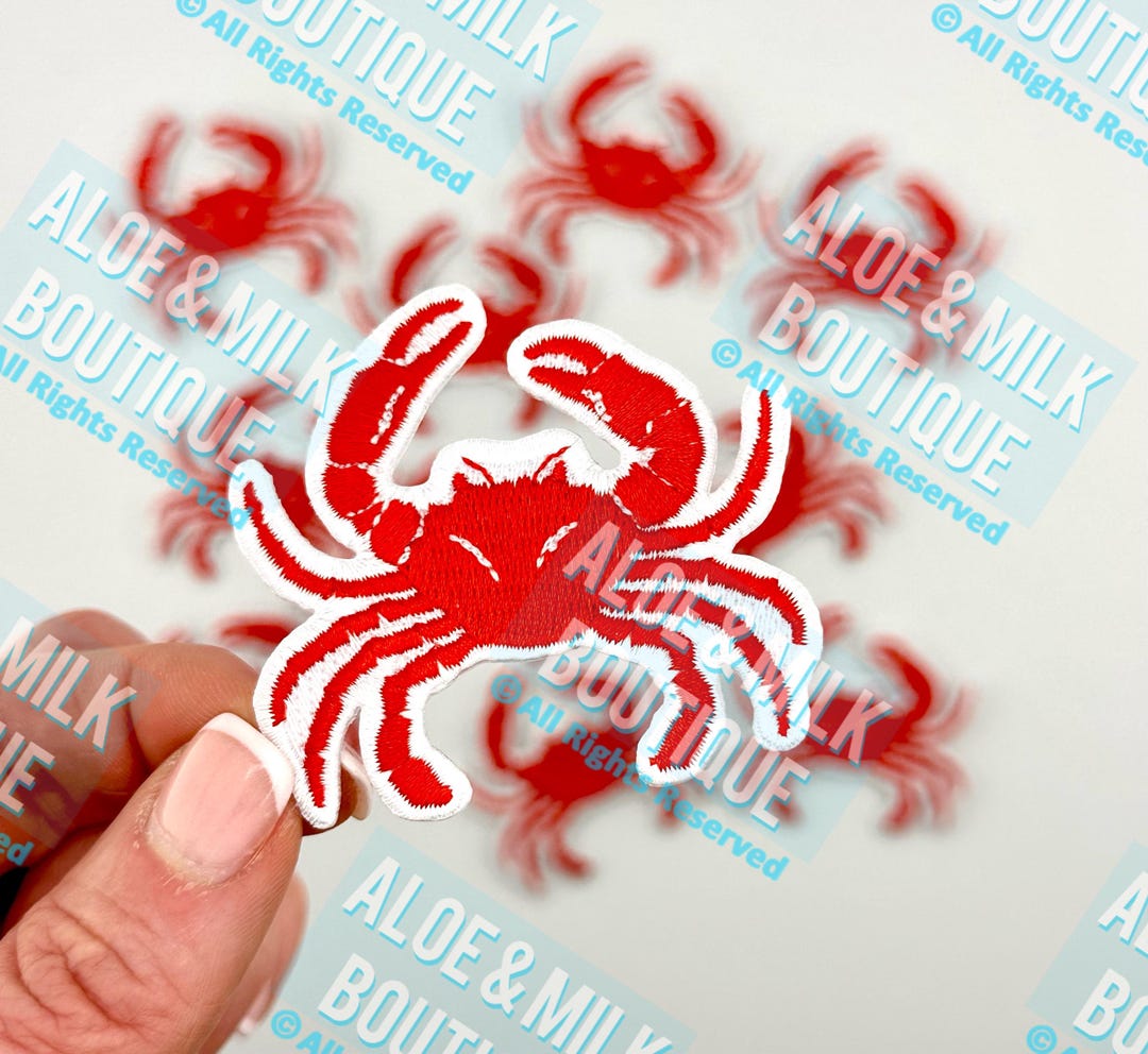 Embroidered Crab Patch: Iron-on Ocean Life Applique (6cm) - Etsy
