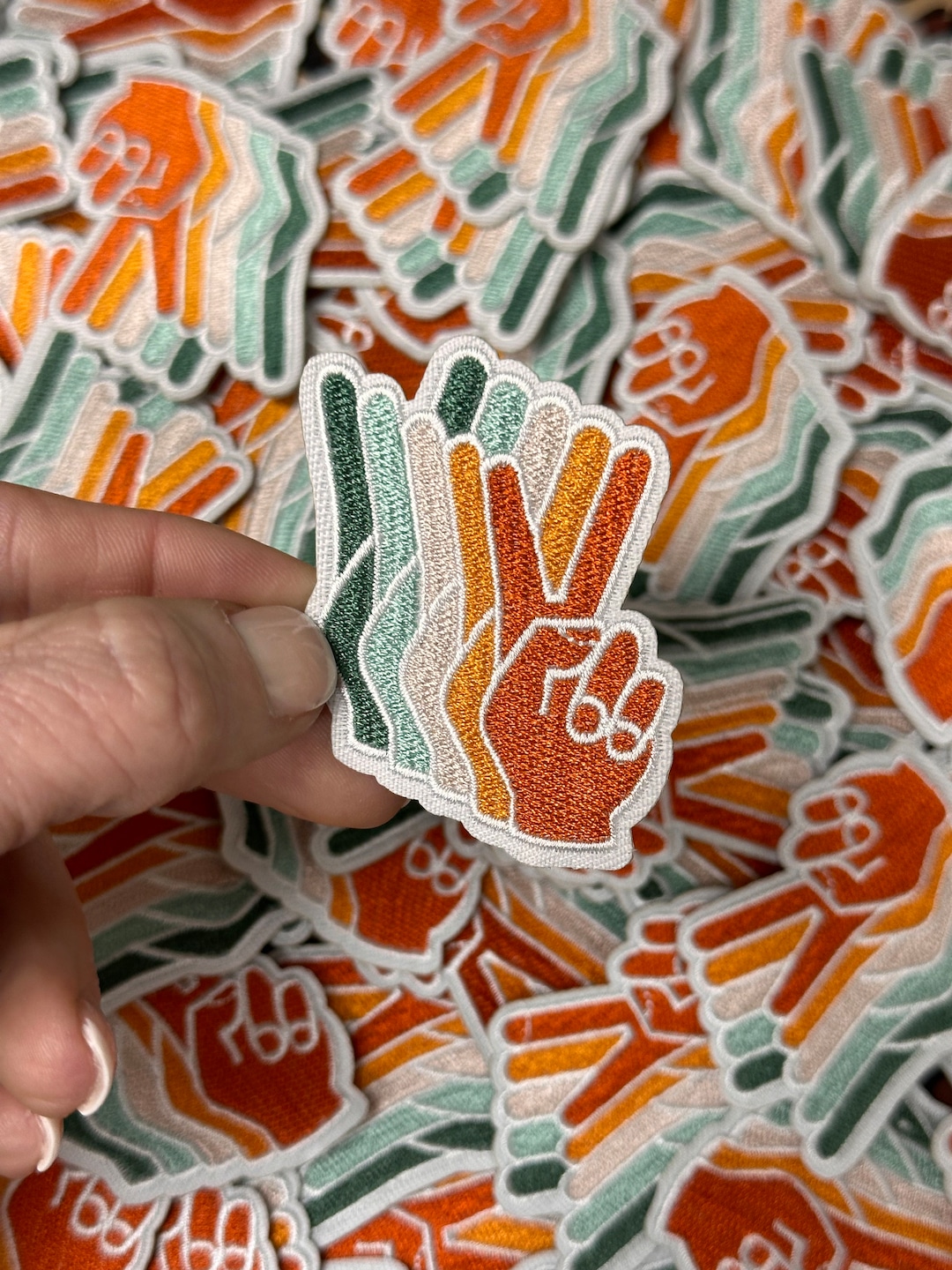 Hand Peace Signs, Colorful Hat Patch, Trendy Hat Patch, Trucker Hat ...