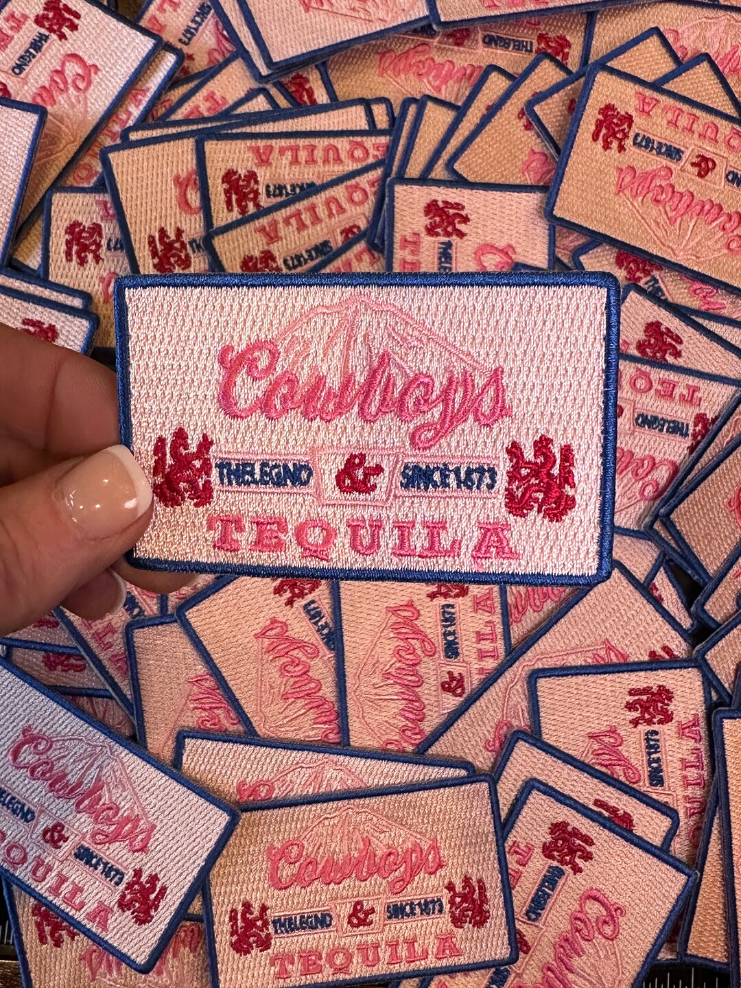 Cowboys Tequila Pink, Cowboy Hat Patch, Drinking Hat Patch, Tequila Hat Patch, Fun Patch ...
