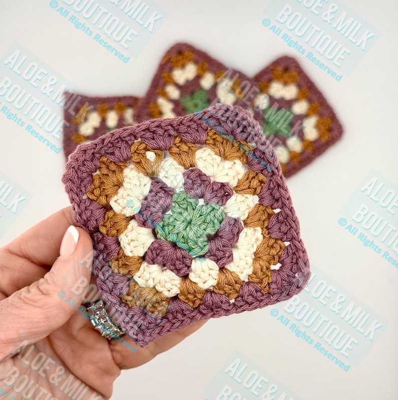 Handmade Granny Squares Crochet Patch: Earthtones Coasters - Etsy