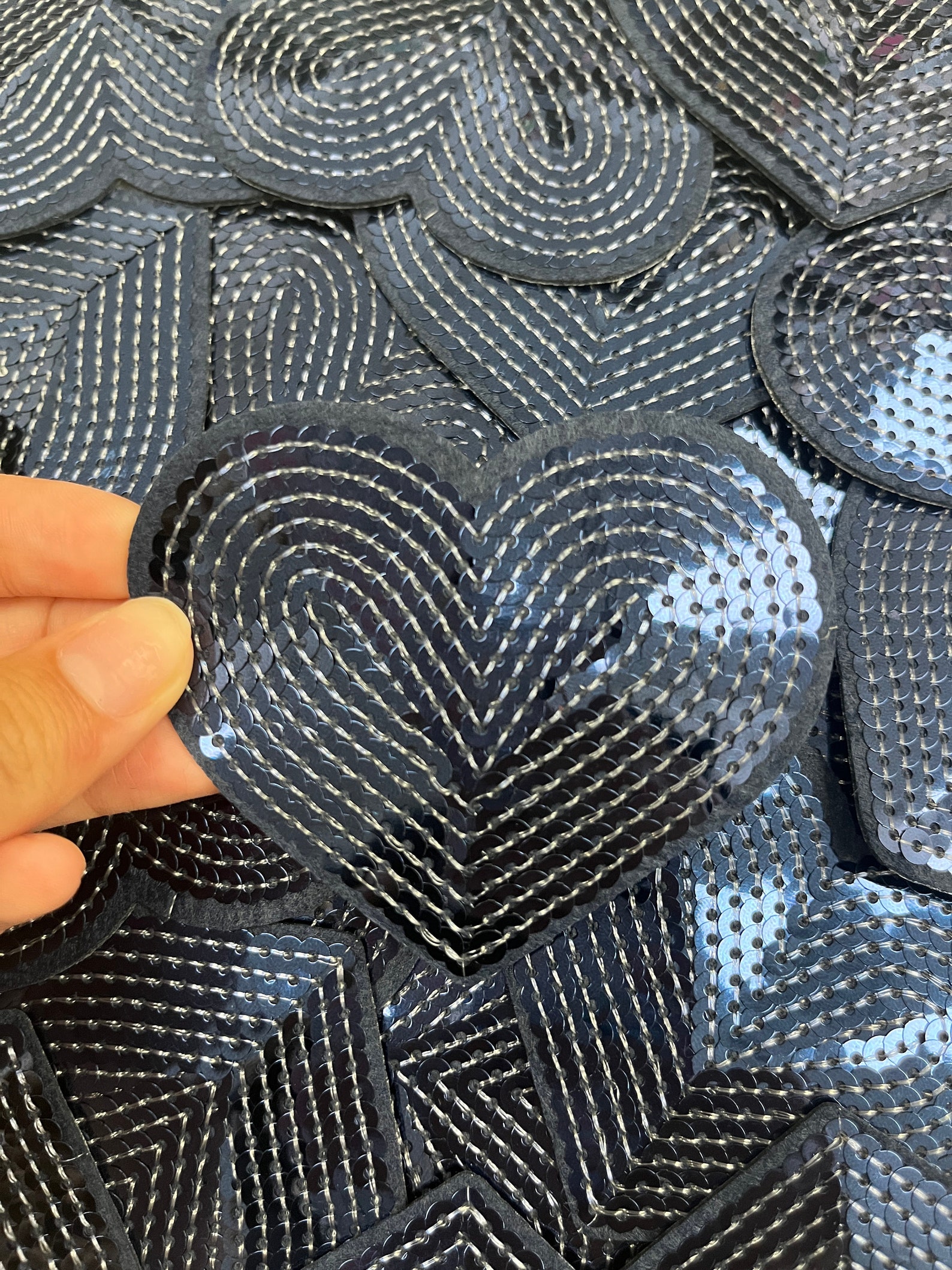 Sequin Heart Medium Navy Blue 8.5cm, Heart Hat Patch, Trucker Hat Patch ...