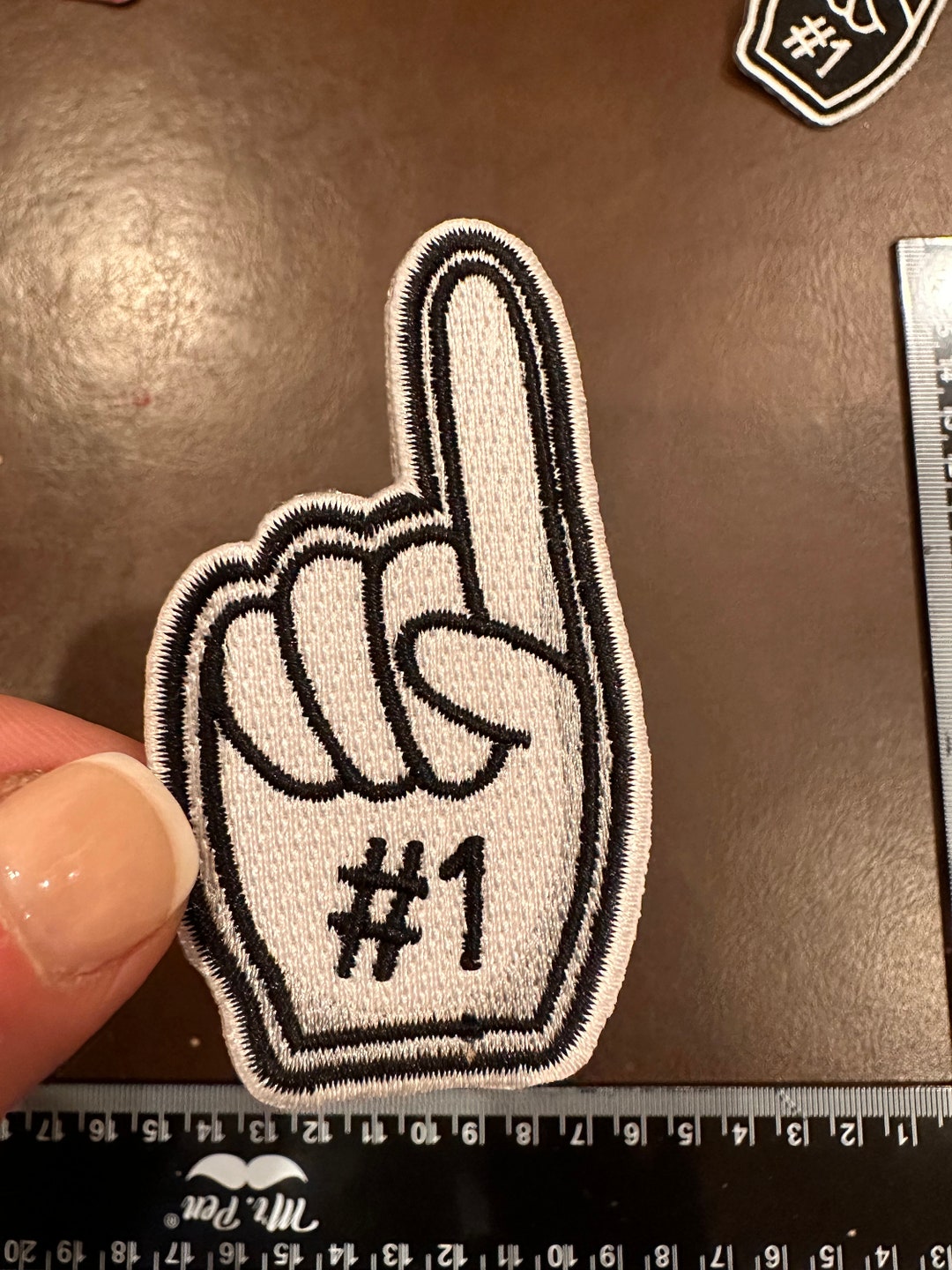 Number 1 Fan Hand White Patch,hat Patch,game Day Patch,fan Finger, Foam ...