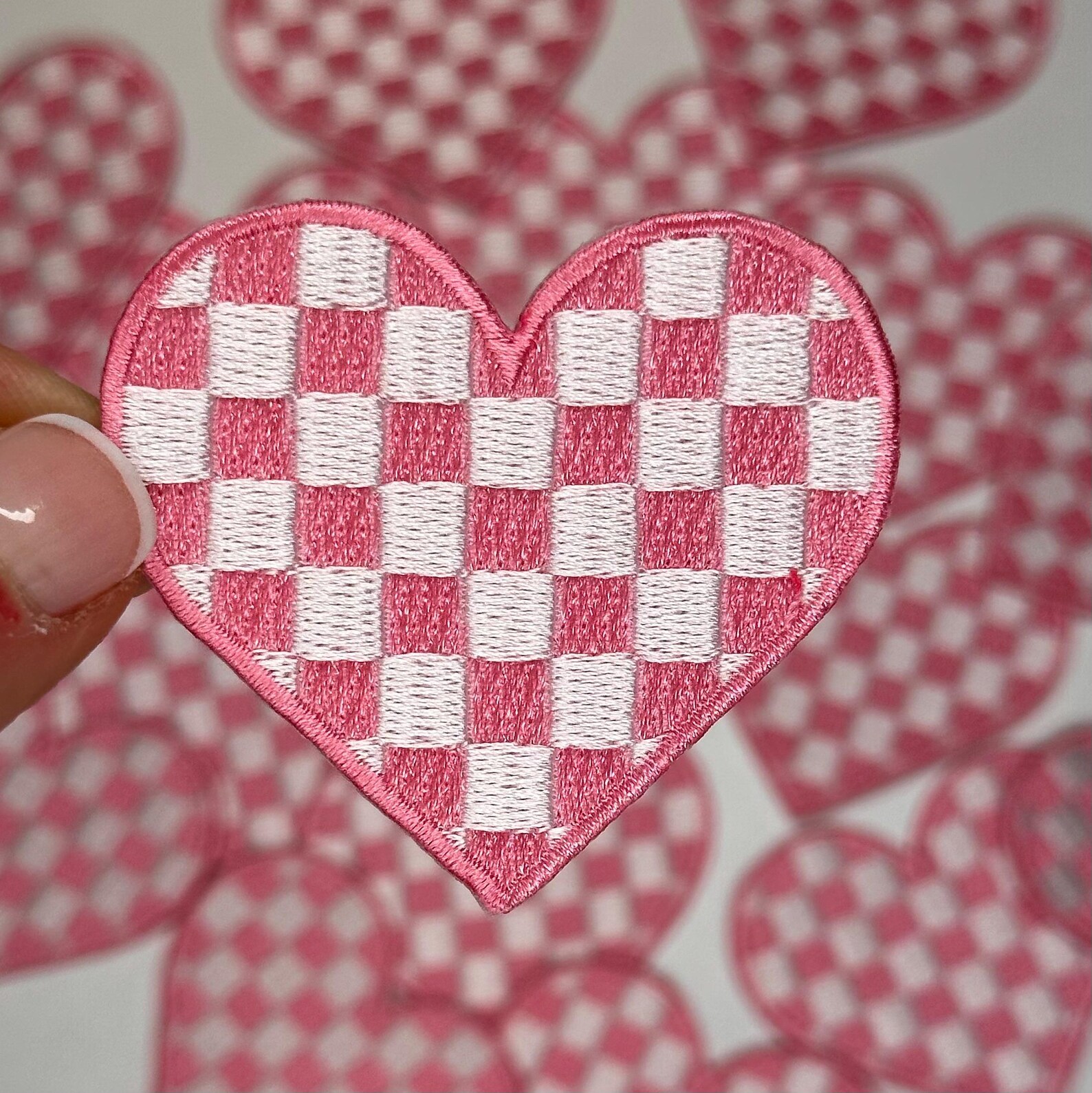 Checkered Heart Patch: Embroidered Iron-on Applique (6cm X 5.3cm) - Etsy