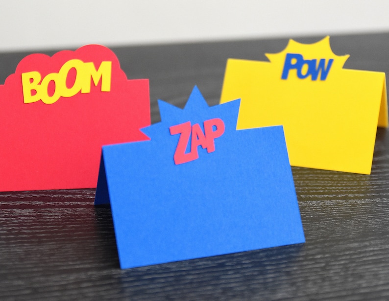 Superhero Place Cards Birthday Party Decor / 3 Designs Included ZAP ...