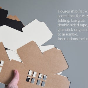 Neutral Paper Houses | DIY Pre-cut Kit Set of 7 Small Putz-style Houses ...