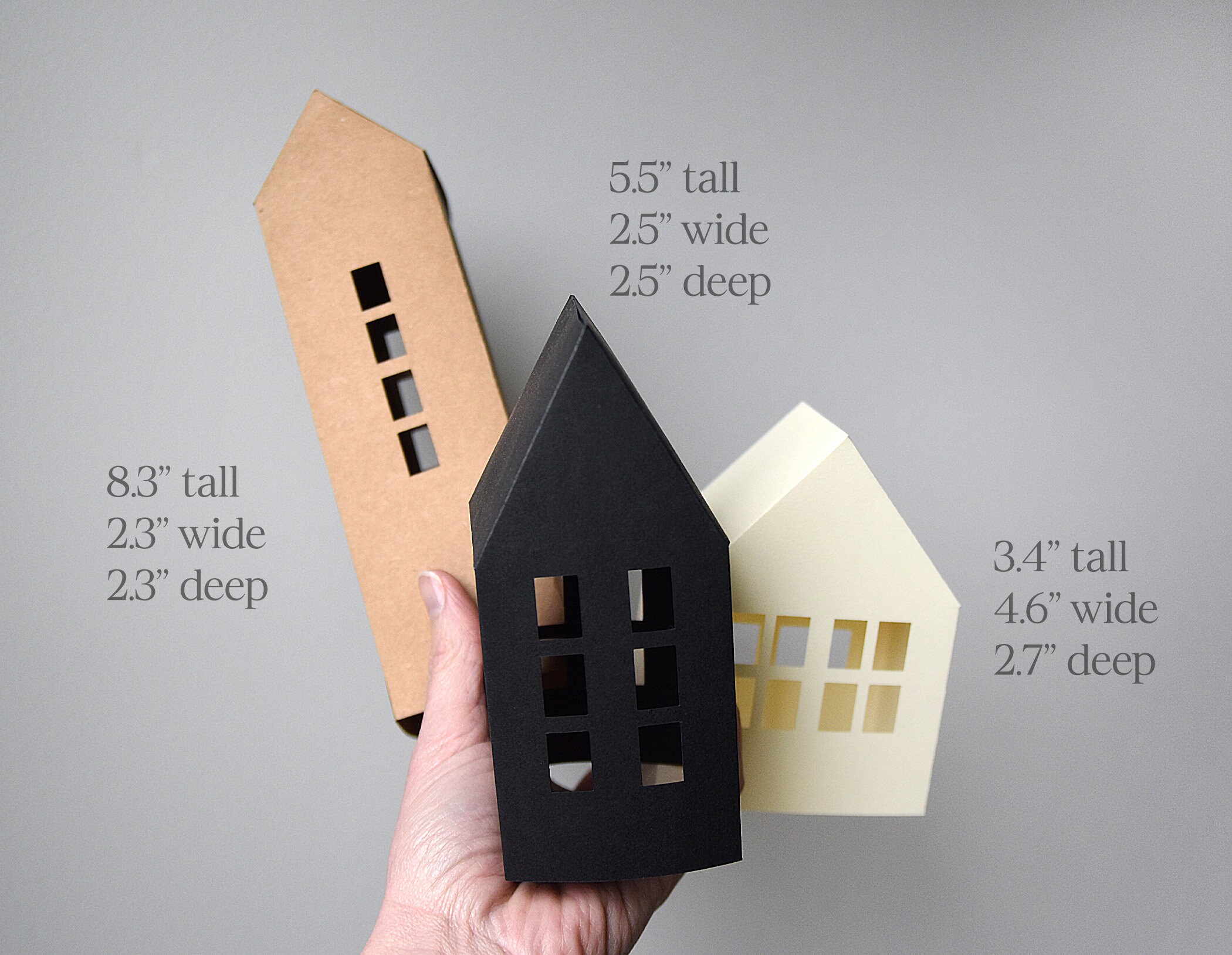Neutral Paper Houses | DIY Pre-cut Kit Set of 7 Small Putz-style Houses ...
