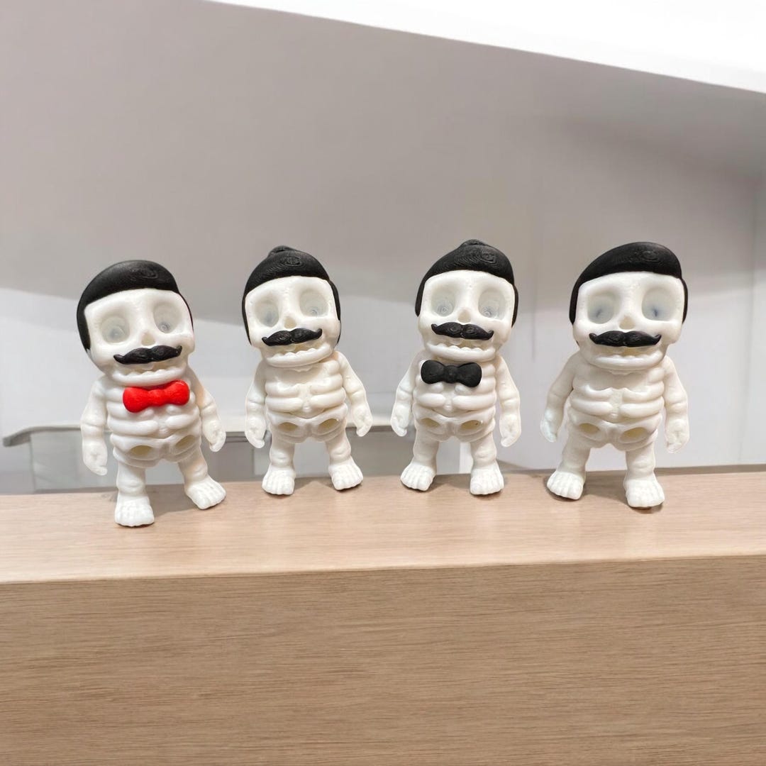 Skeleton With Bow Ties Figurine Skeleton With Hair Skeleton With ...