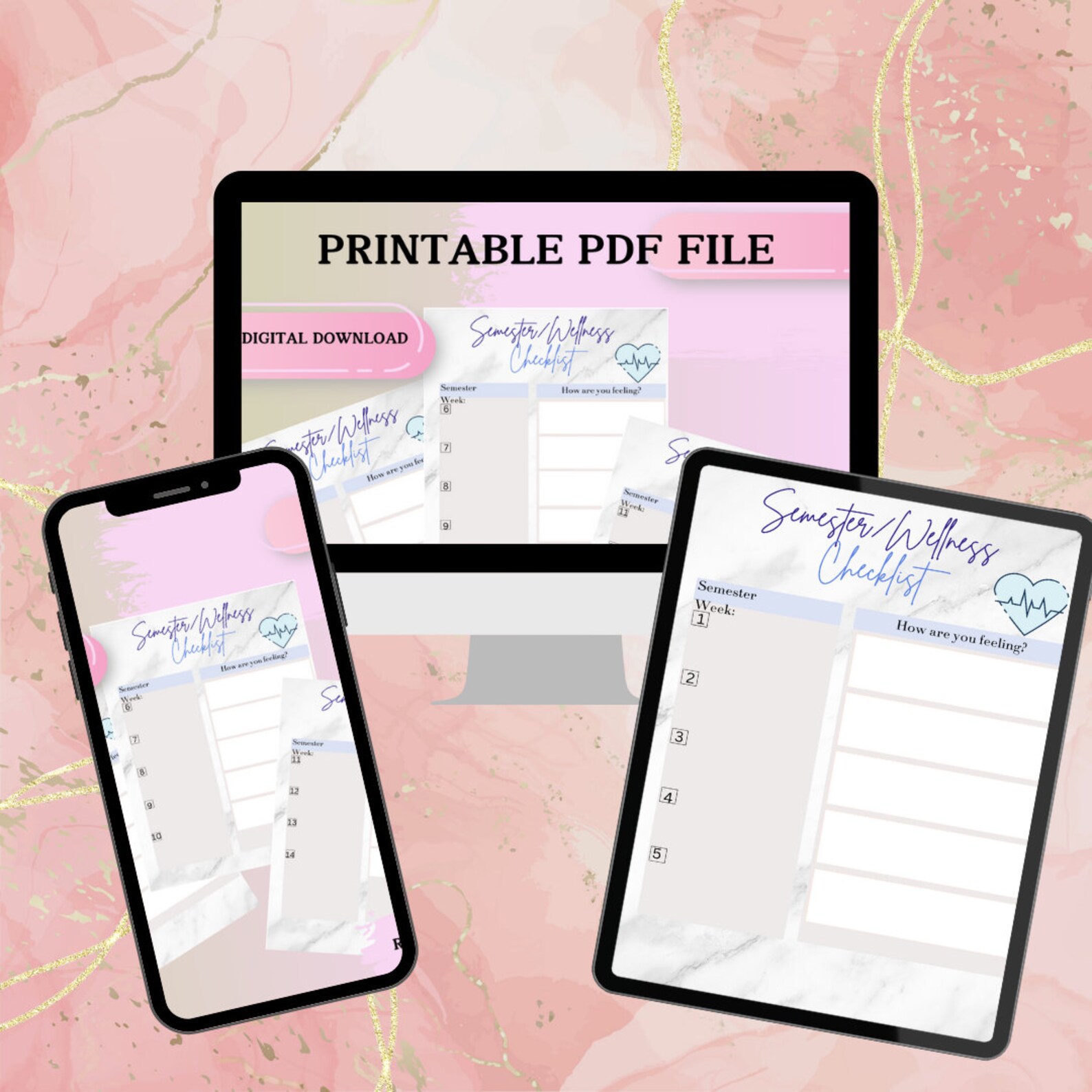 Printable Semester Wellness Checklist - Etsy