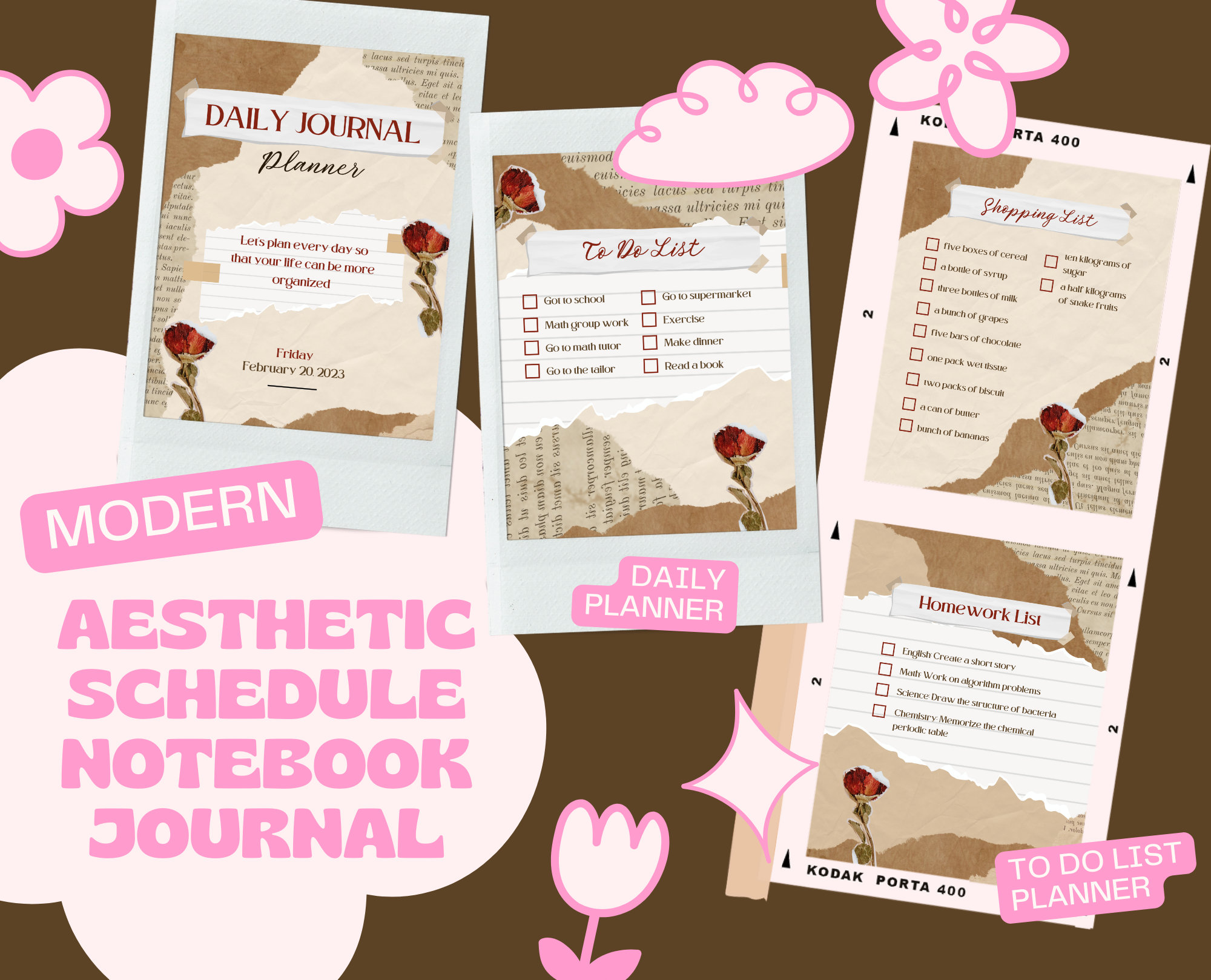 Modern Beige Aesthetic Daily Schedule Notebook Journal Planner - Etsy