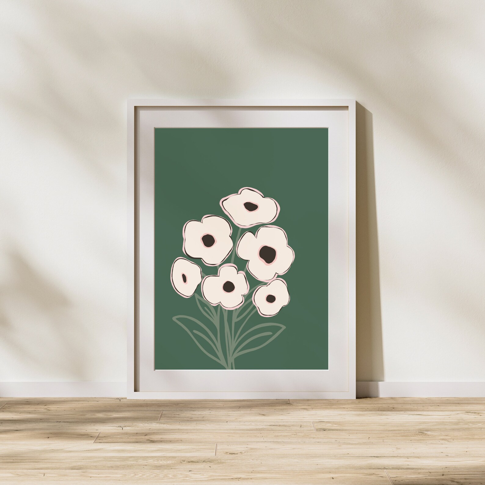Poppy Art Print Abstract Botanical Print Poster for Living Room Green ...
