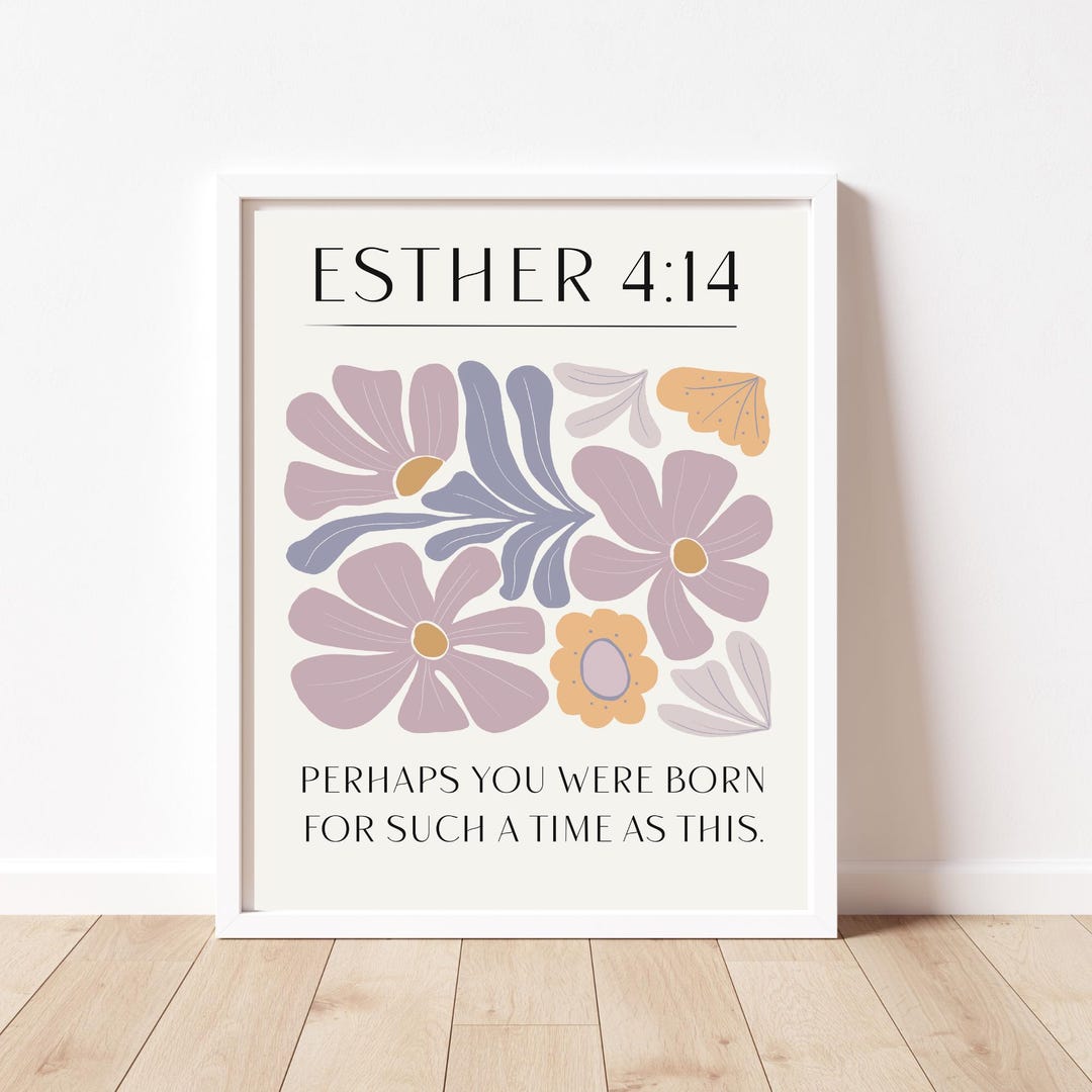 Esther 4:14 Print Purple Flower Wall Art Abstract Floral Print Lavender ...