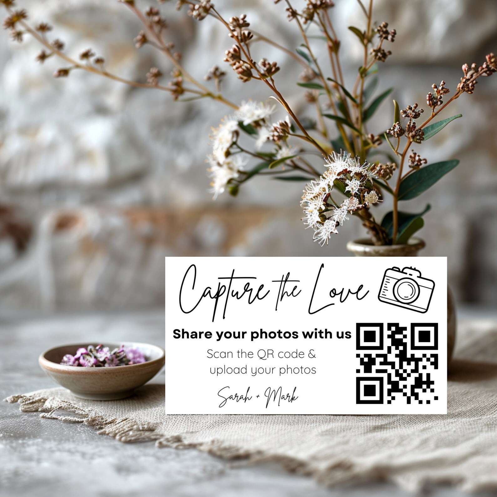 Customizable Wedding Photo Sharing Sign Capture the Love QR Code ...