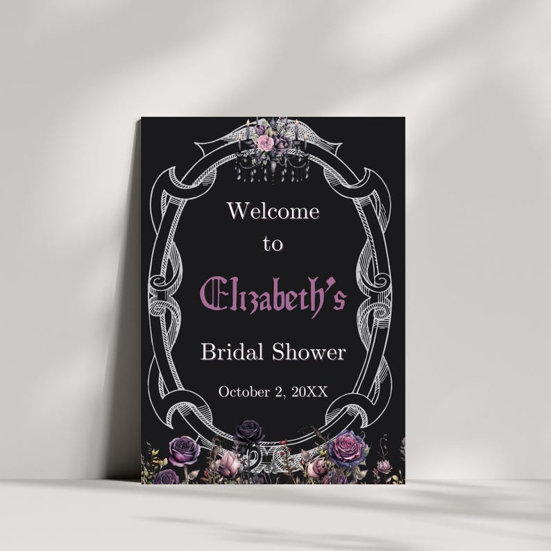 Gothic Bridal Shower Welcome Sign Template | Gothic Bridal Shower ...