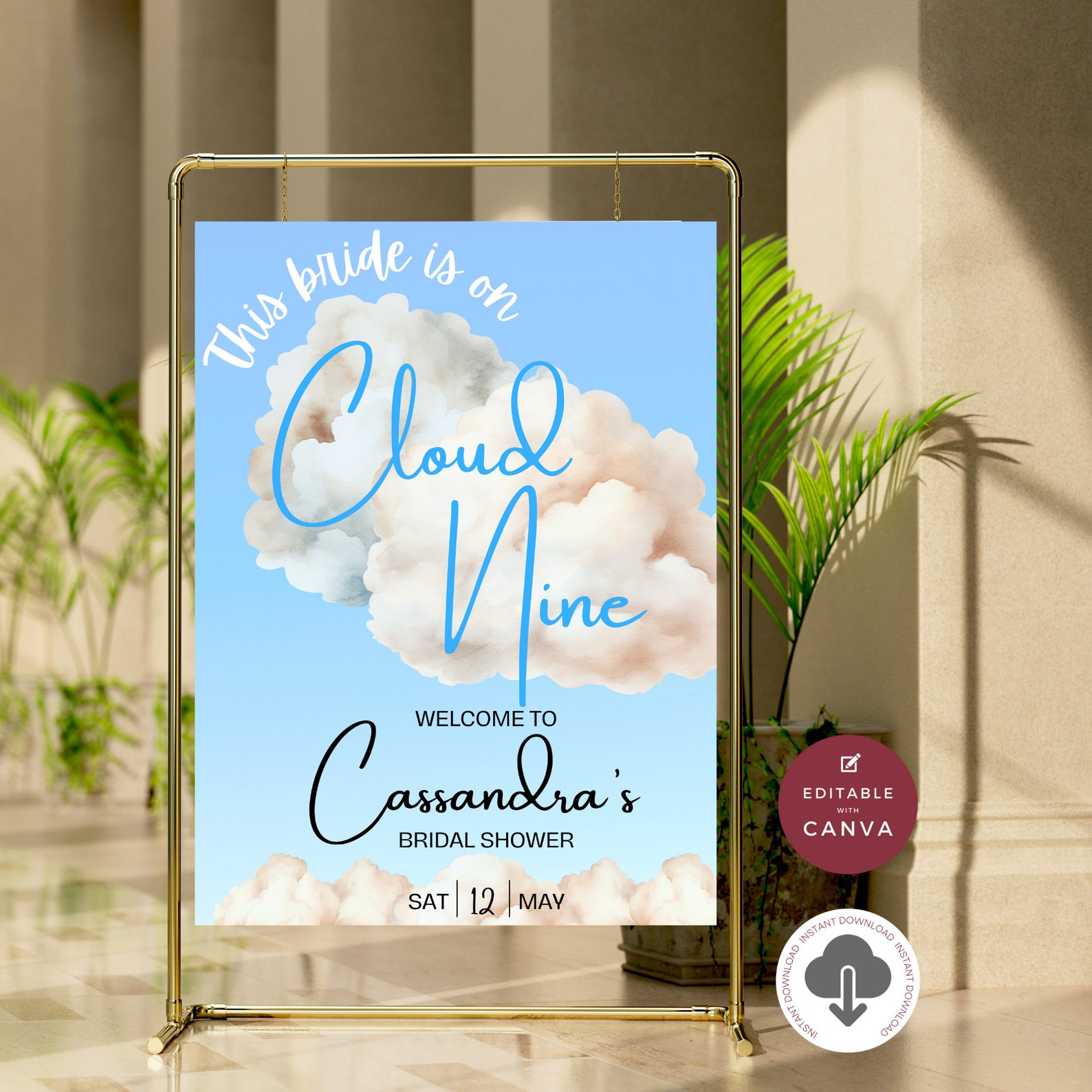 On Cloud Nine Bridal Shower Welcome Sign | INSTANT DOWNLOAD | Bridal ...
