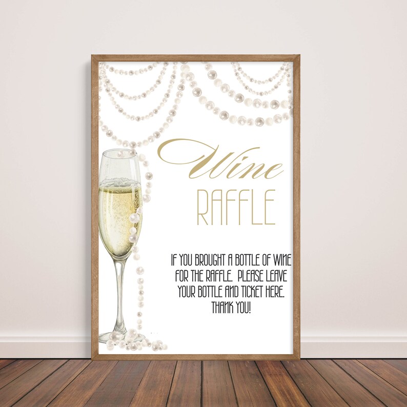 Pearl and Prosecco Wine Raffle Sign and Tickets | Raffle Tickets ...