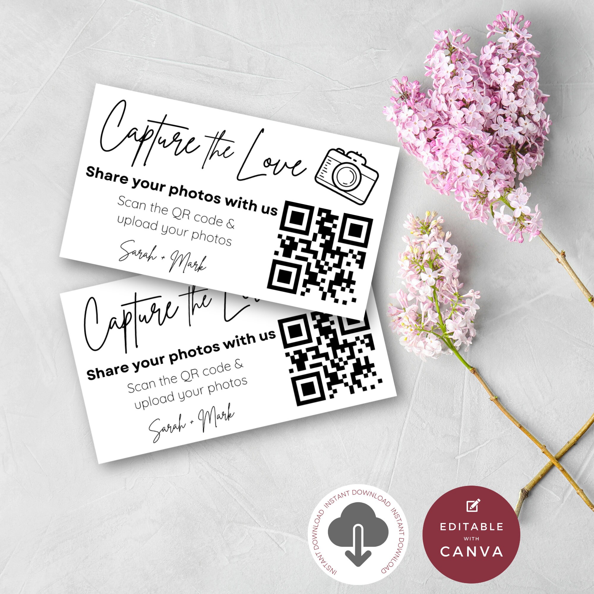 Customizable Wedding Photo Sharing Sign Capture the Love QR Code ...