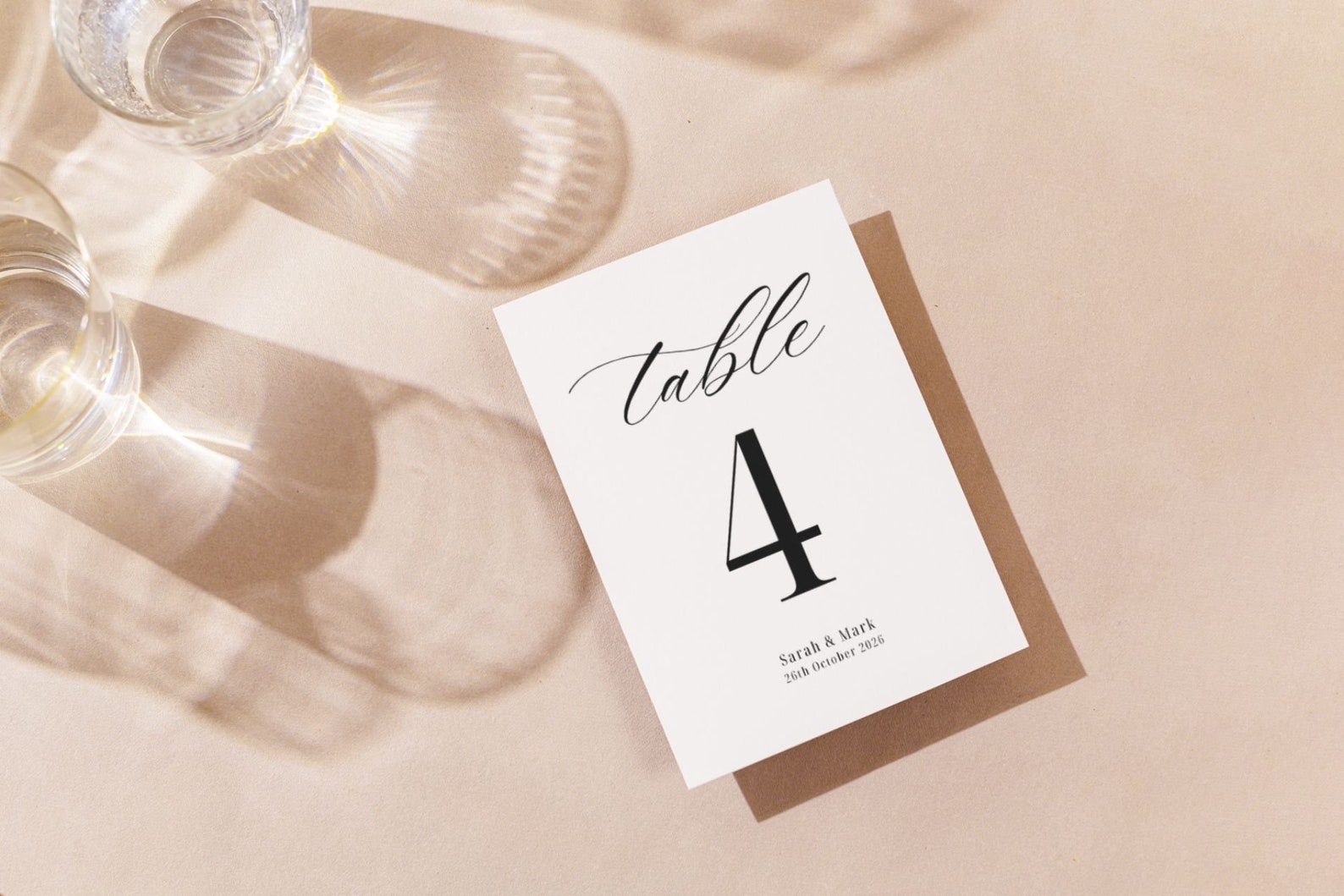 Minimalist Script Table Number Cards, INSTANT DOWNLOAD Simple, Black ...